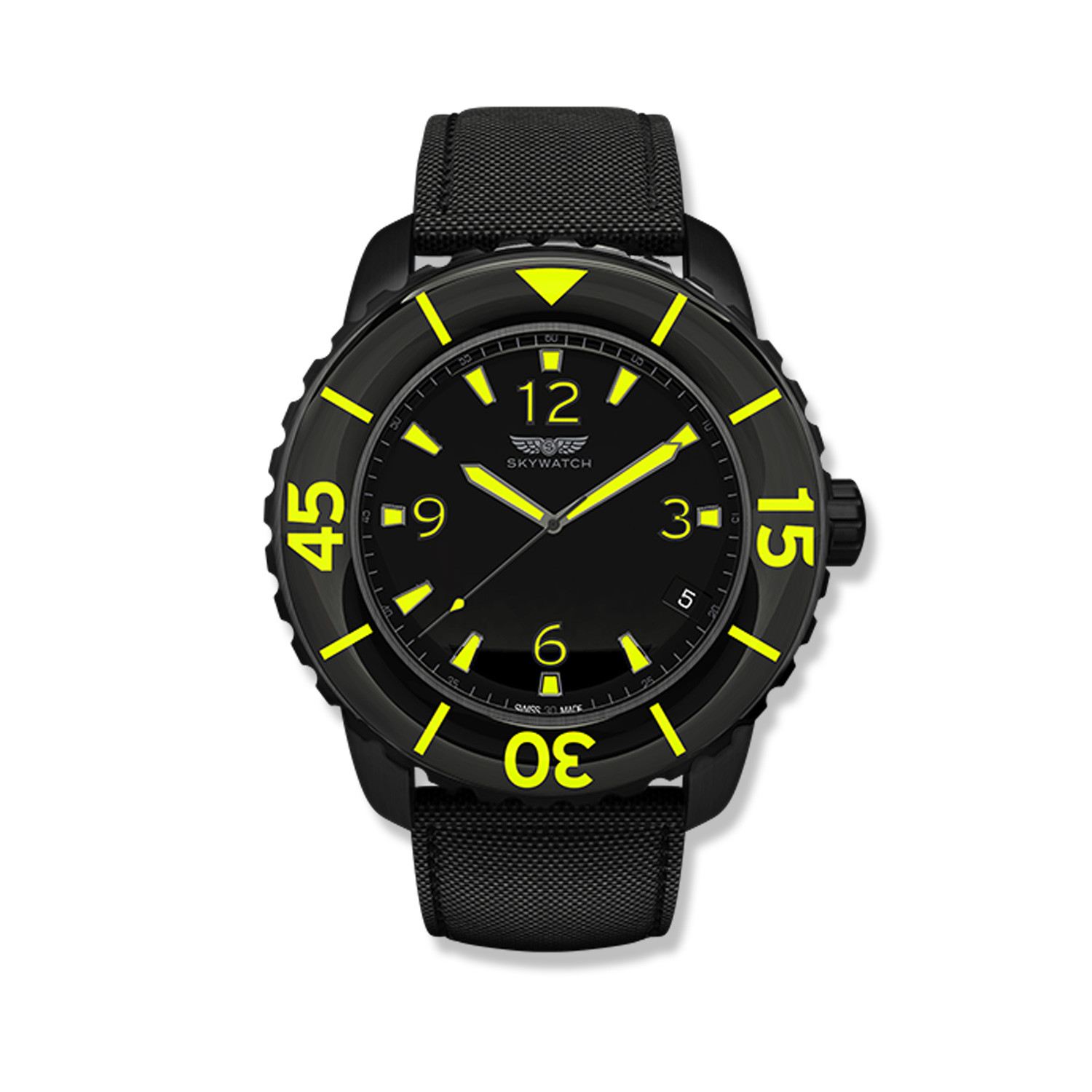 Mens 44mm Analog Watch // Black & Neon Green - Skywatch - Touch of Modern