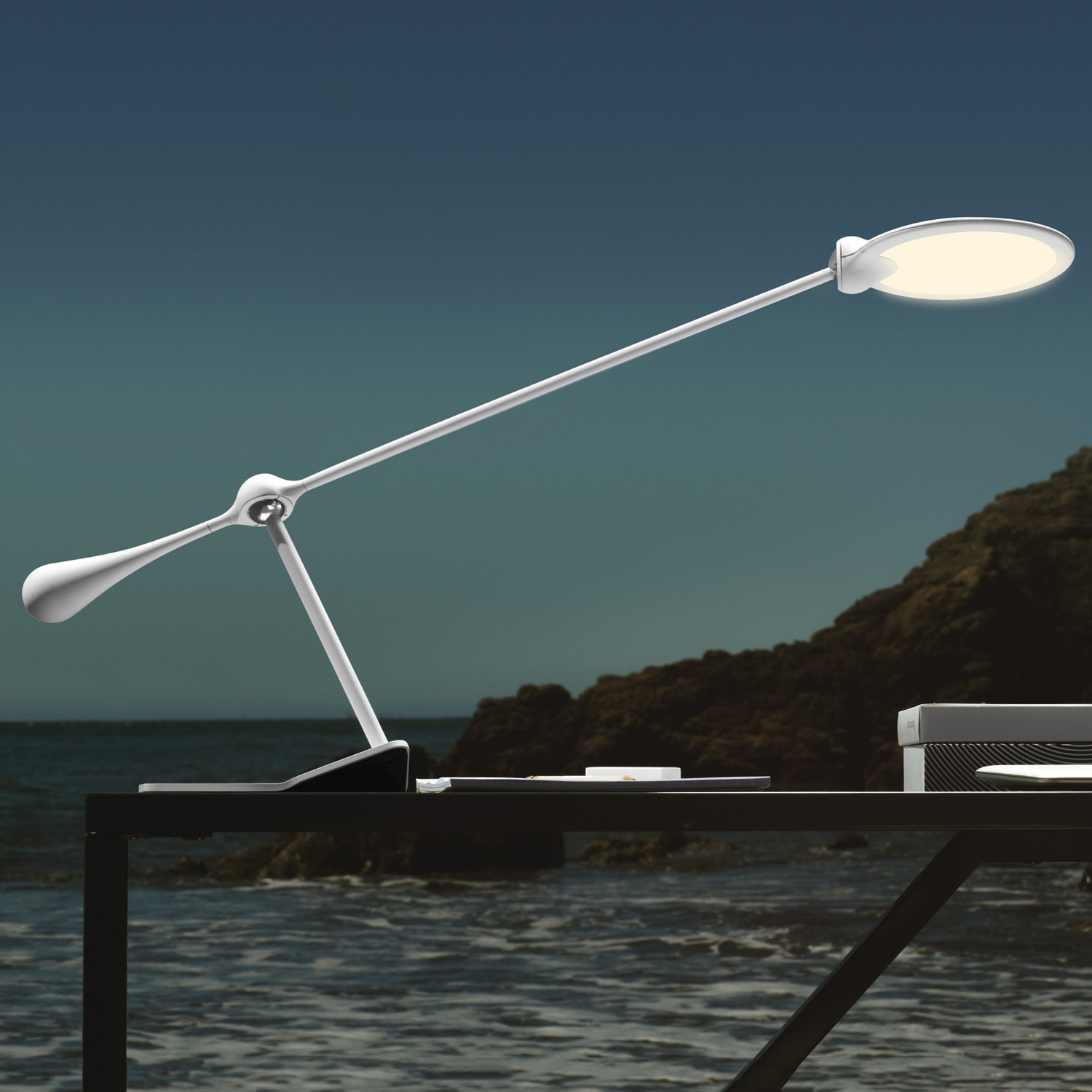 Trapeze LED Table Lamp // Single Arm (White) - Light & Contrast - Touch ...