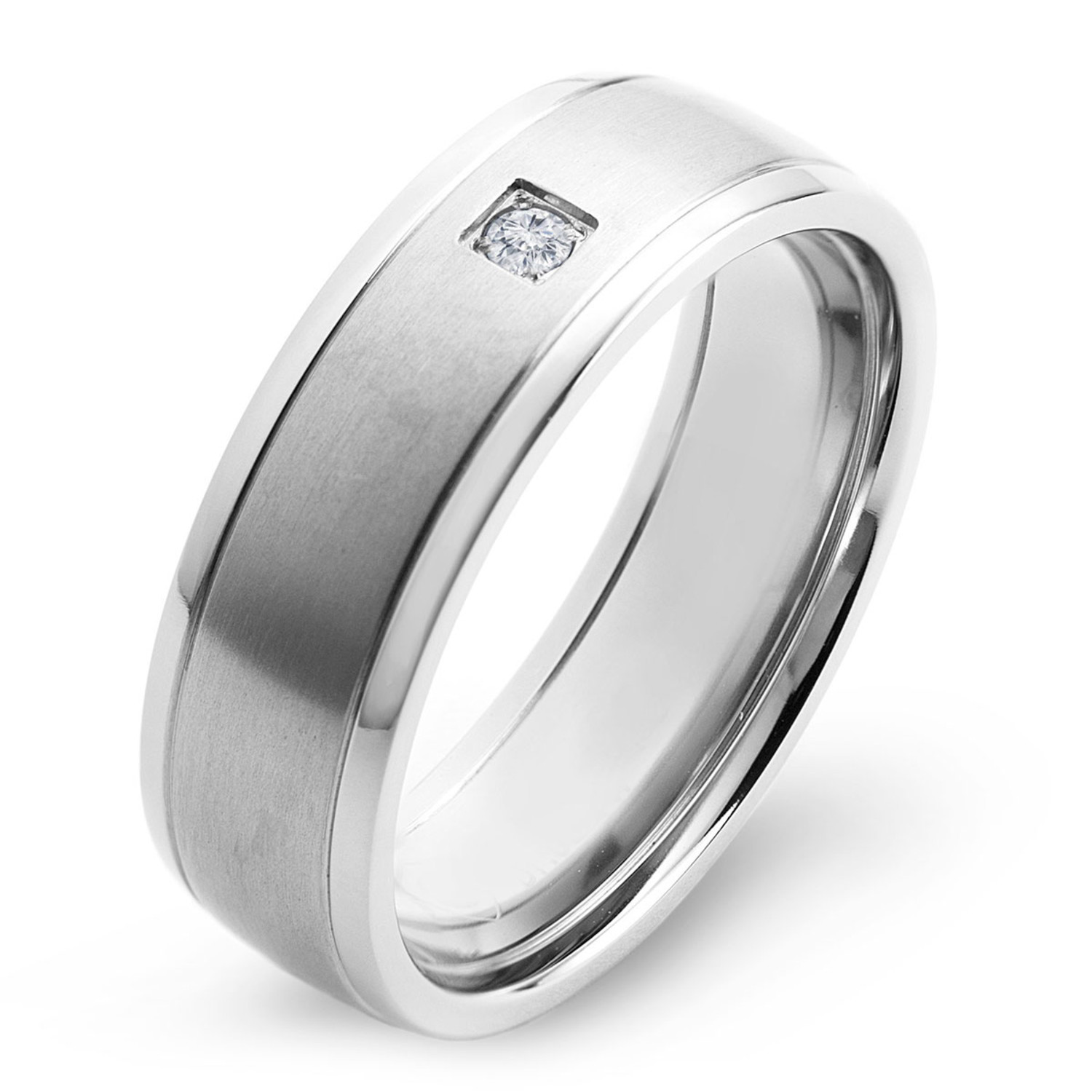 Titanium & Diamond Brushed Comfort Ring (Size 7) - Crucible - Touch of ...