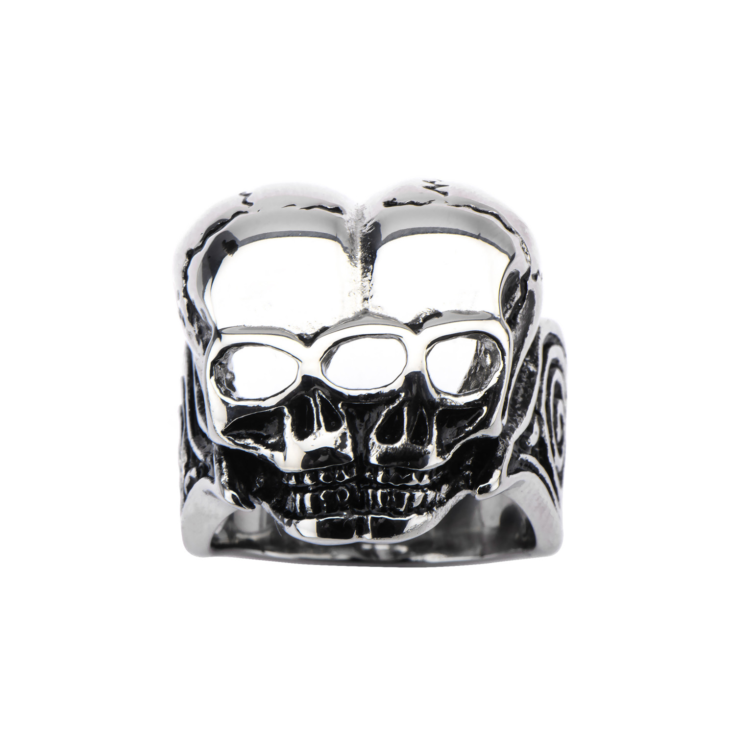 Black Oxidized Conjoined Twin Skull Ring (Size 9) - Inox - Touch of Modern
