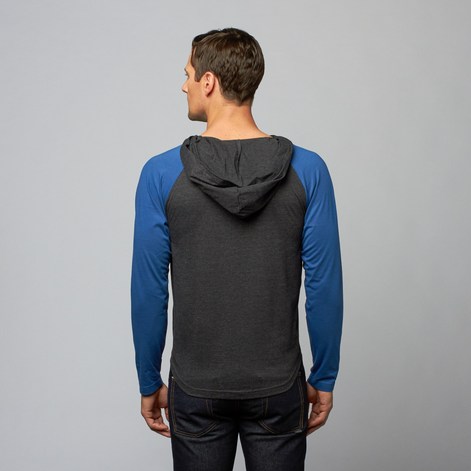 Stuart Long-Sleeve Hooded Henley // Dark Grey + Blue (S) - Filthy ...