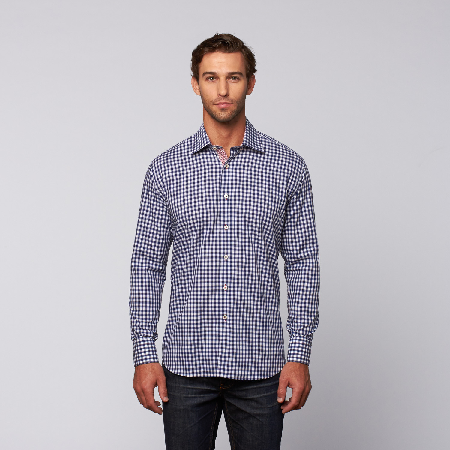 Enzo Button Up // Navy Gingham (S) - Cafébleu - Touch of Modern