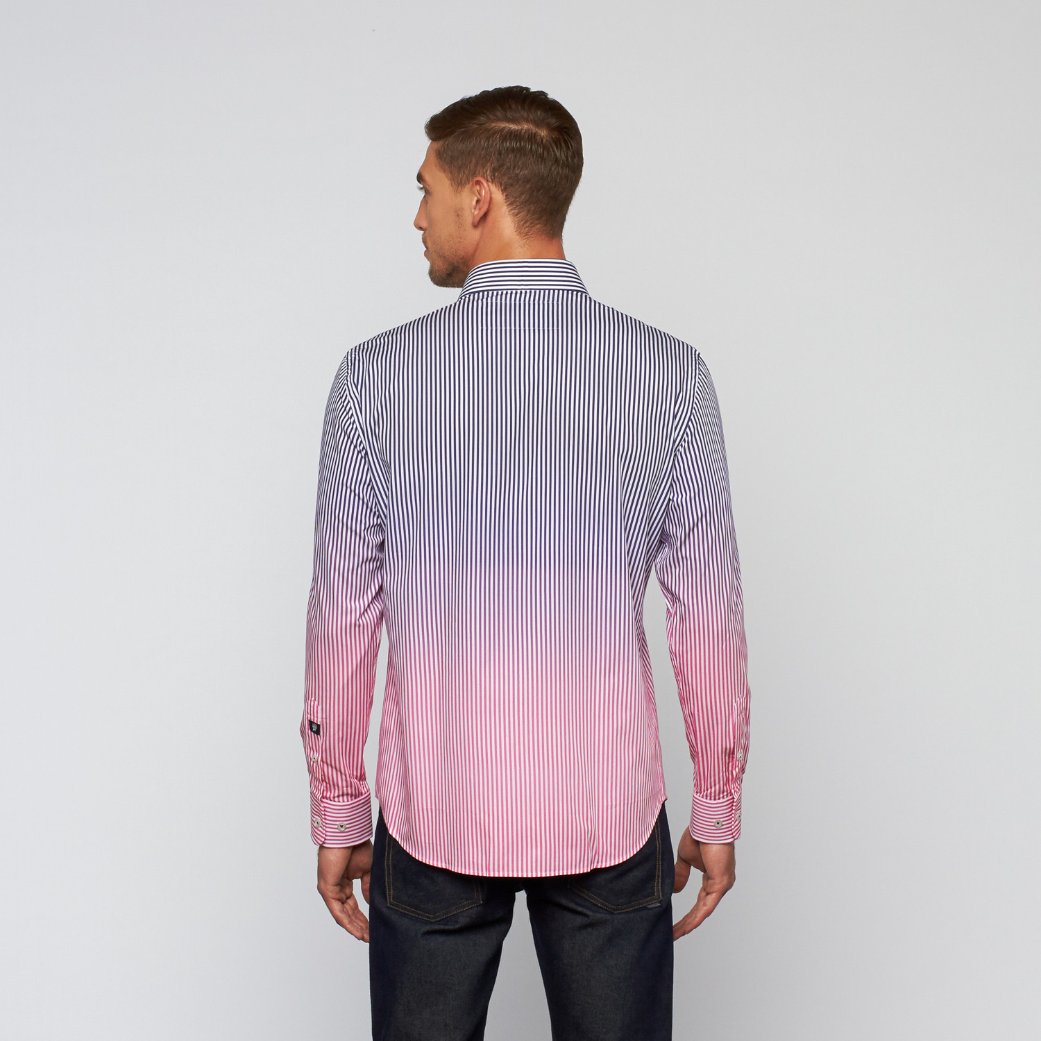 Gradient Striped Dress Shirt // Fuschia + Navy (2XL) - Stone Rose ...