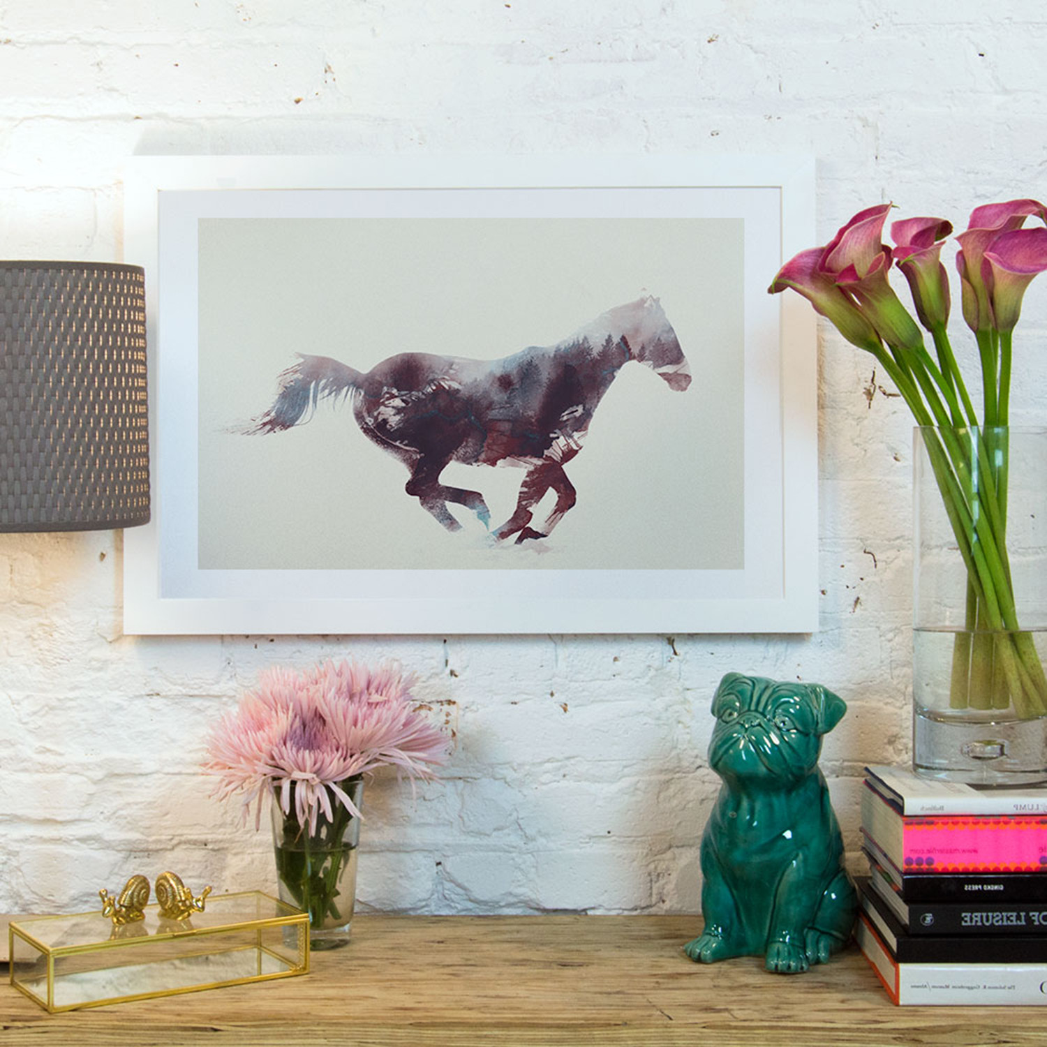 Horse I // White // Framed (24"L x 32"H x 1"D) - Andreas Lie - Touch of ...