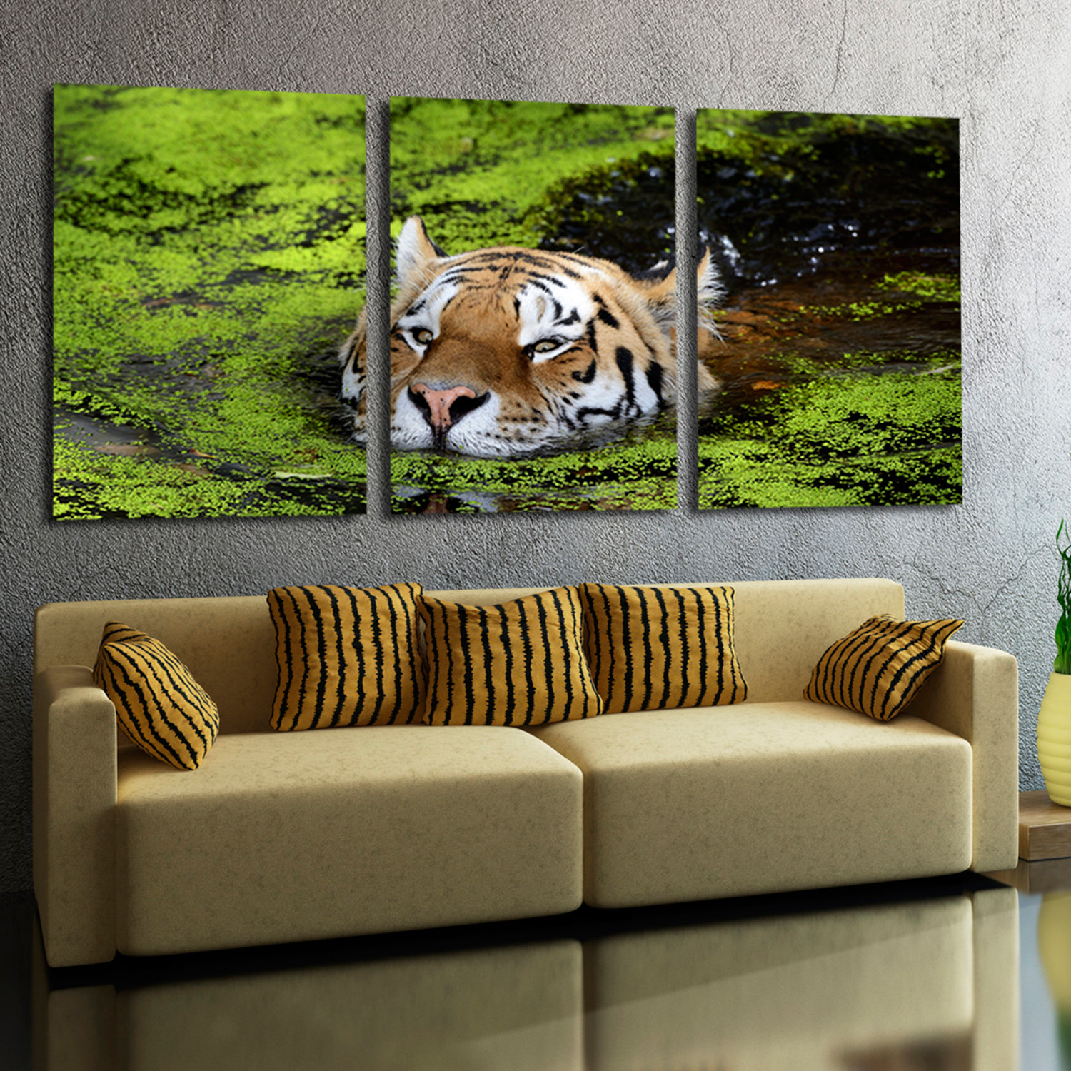 Swimming Tiger - Metal Wildlife Art - Touch of Modern