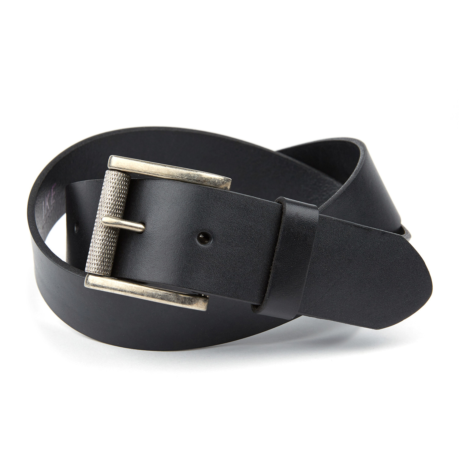40mm Milled Roller Buckle Belt // Black (34) - Ike Behar Accessories ...