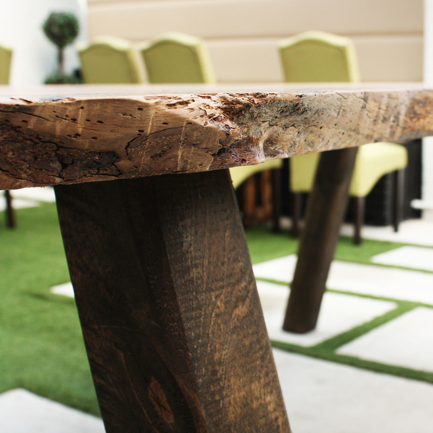 Live-edge Oak Dining Table // Natural (Mid-Century Classic Leg // 2 ...