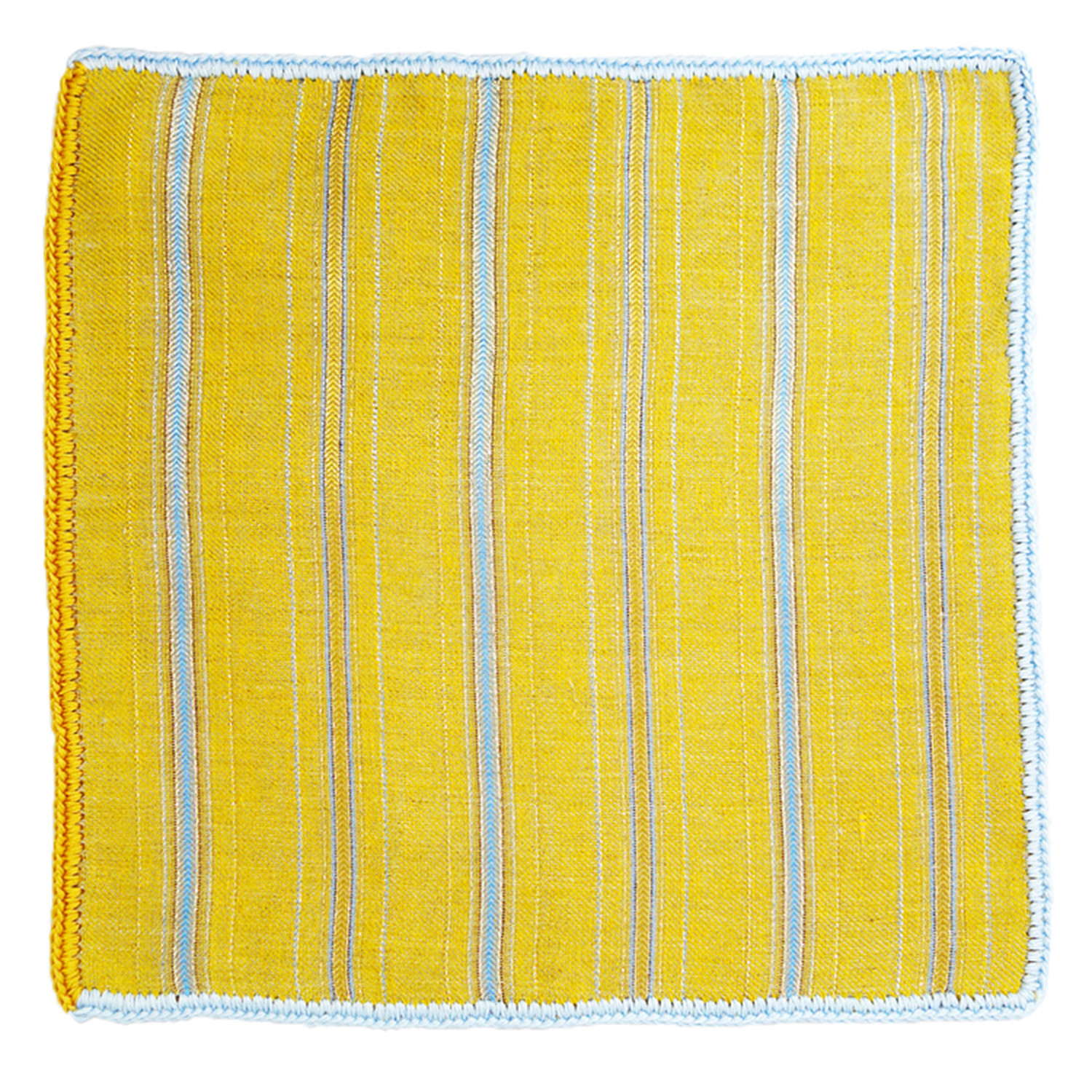 Oro Splendor Pocket Square // Sky Blue + Mustard Yellow Borders ...