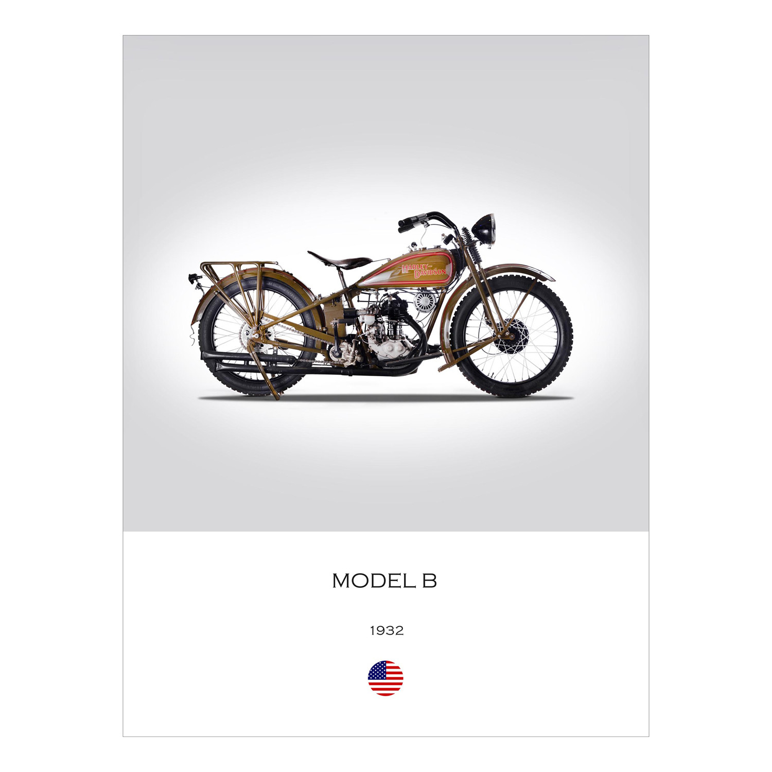 Harley Davidson Model B 1932 (Paper // 24"W x 32"H) - Mark Rogan ...