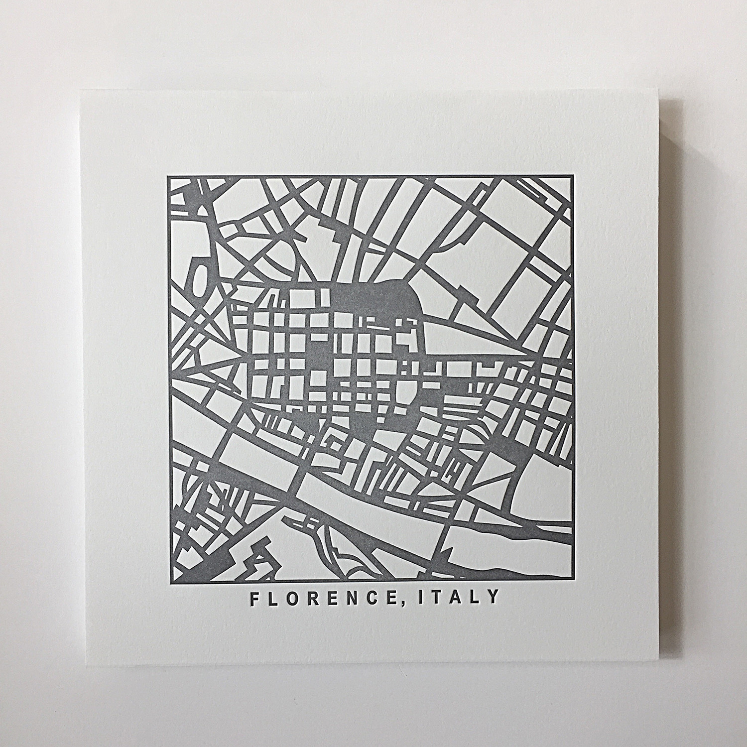 Pressed City Print // Florence (Blind Embossed White) - City Maps ...