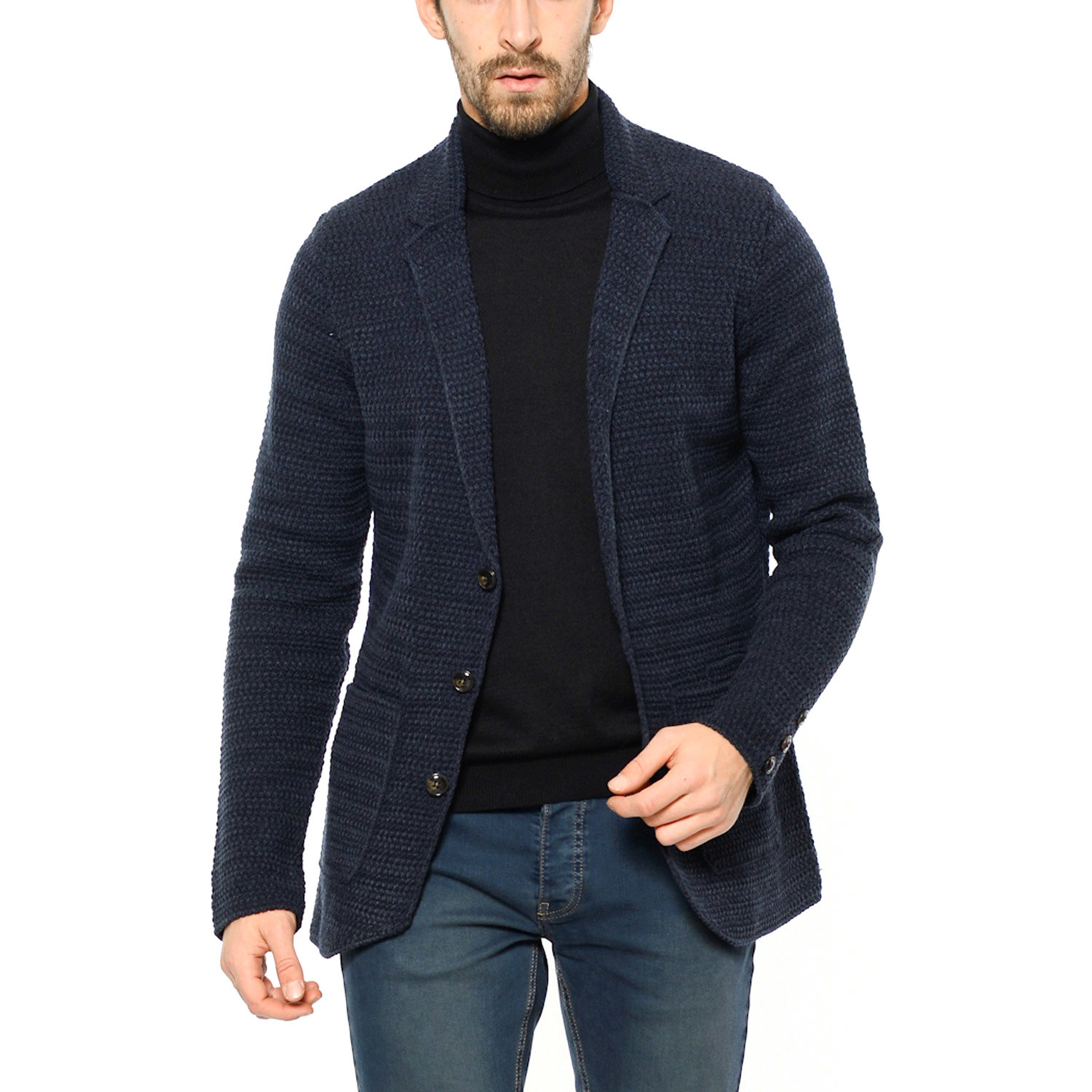 Jonathan Knitted Jacket // Dark Blue (M) - Patria Mardini - Touch of Modern