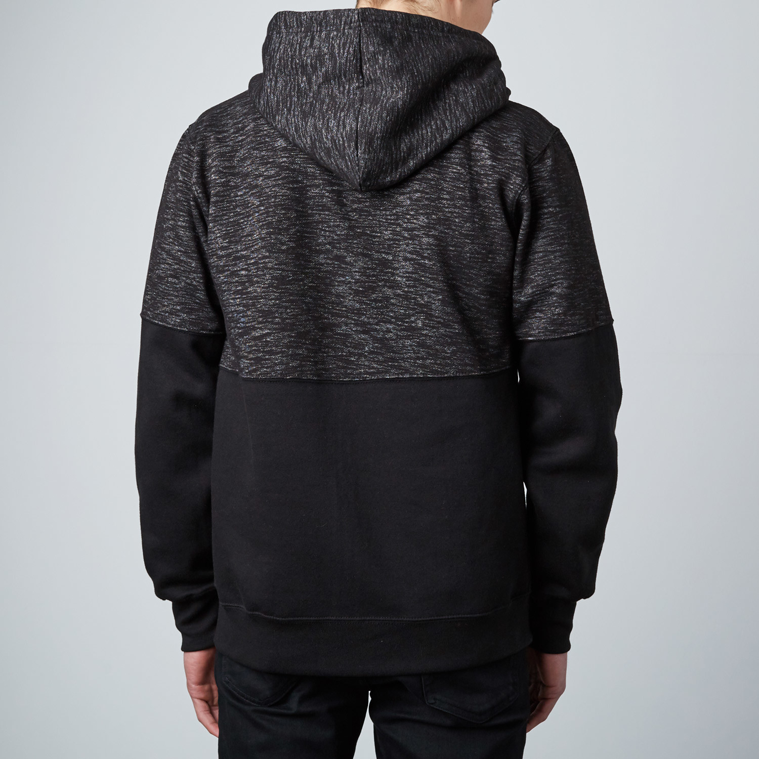 Two Tone Space Dye Zip Hoody // Black (XS) - Fleece Factory - Touch of ...