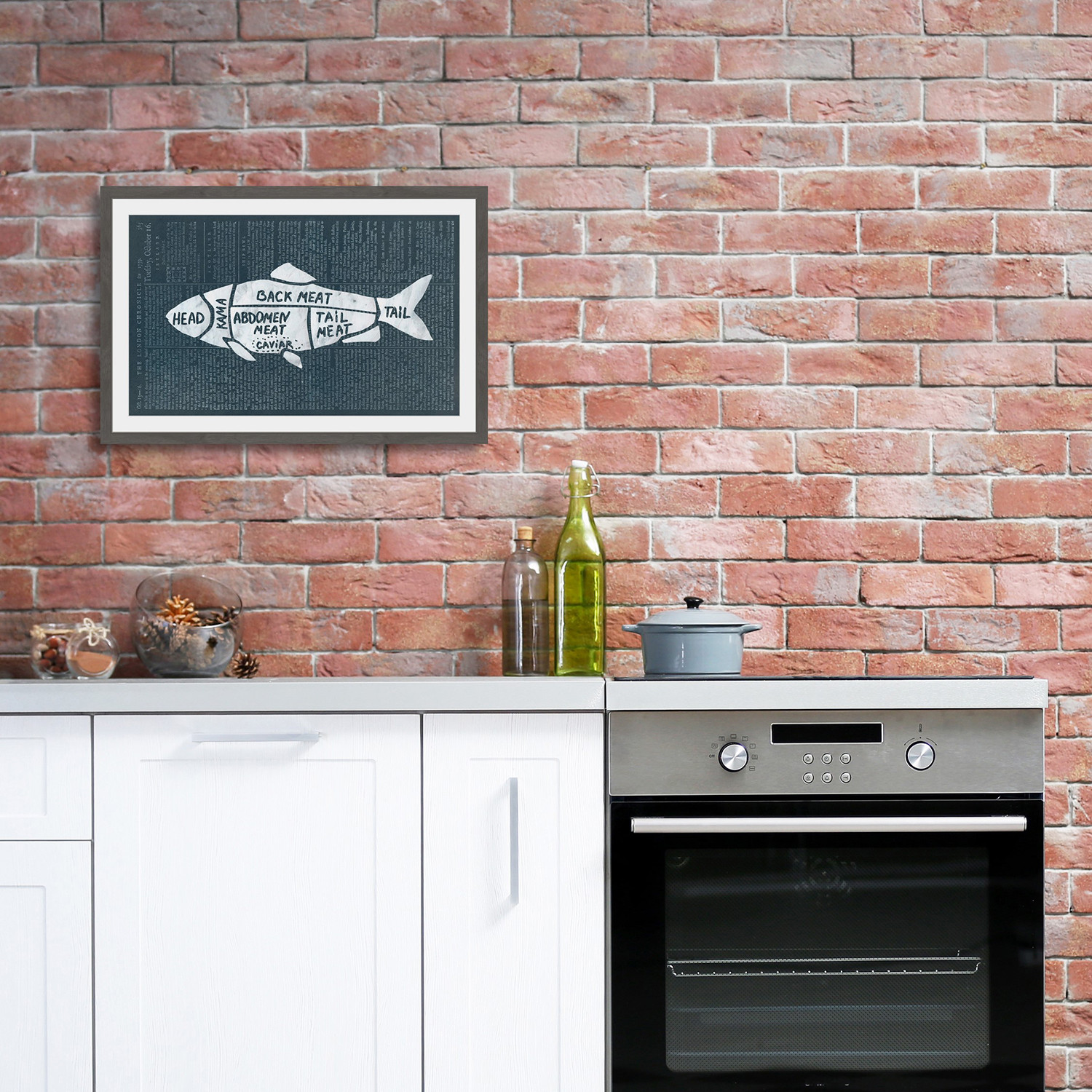 Fish Cuts // Framed Painting Print (18"W x 12"H x 1.5"D) - Marmont Hill ...