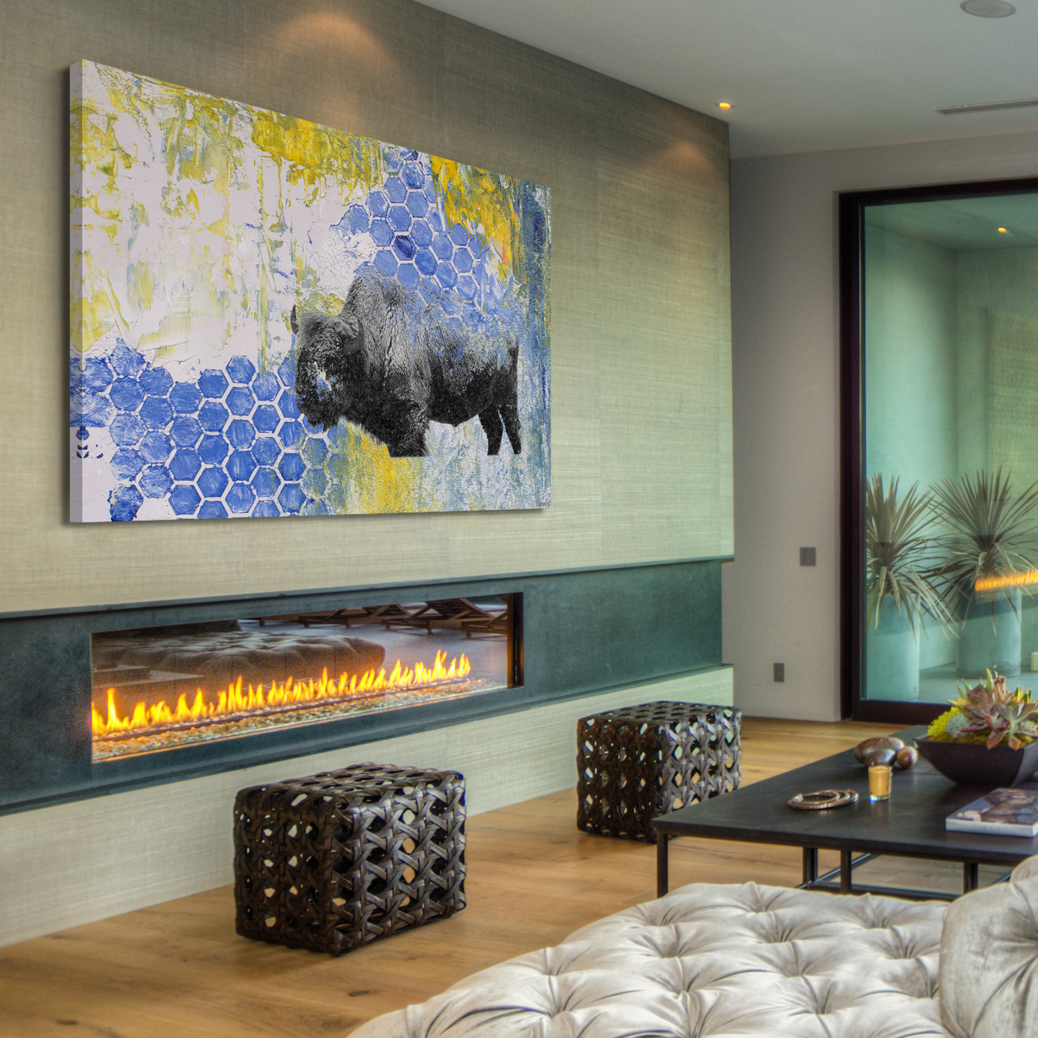 Purple Bison Painting Print // Wrapped Canvas (18"W x 12"H x 1.5"D ...