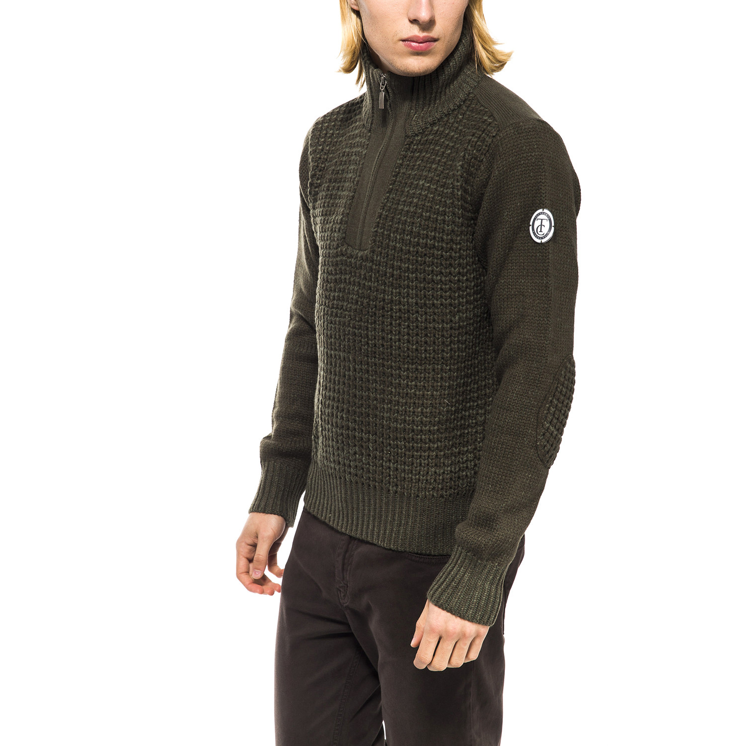 Half Zip-Up Sweater // Olive (S) - Trussardi - Touch of Modern
