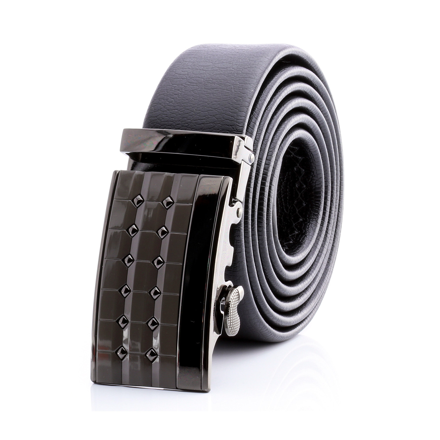 Black Belt // Black + Gun Metal Texture Buckle // AEB053 - Amedeo ...