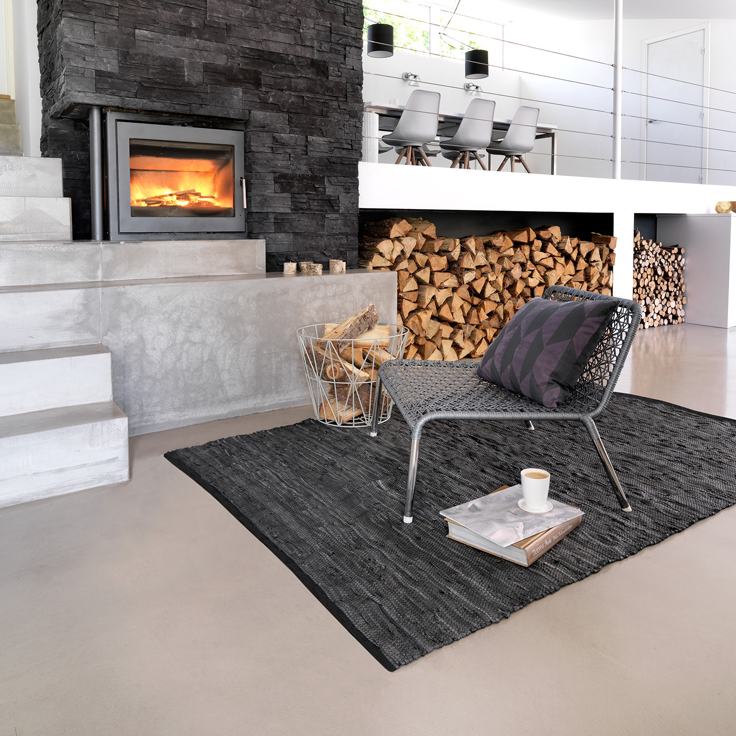 Bicycle Tube Rug // Black (21.6"L x 35.1"W) - Rug Solid - Touch of Modern