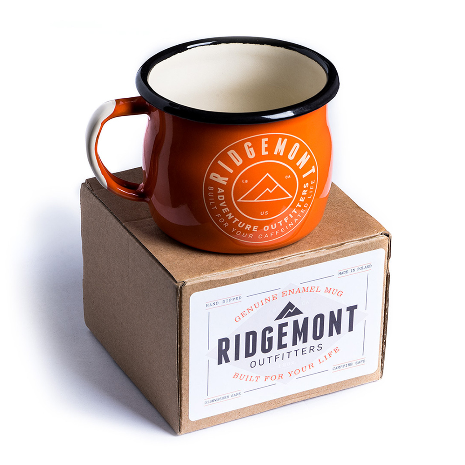 Logo Enamel Mug // Orange (Orange) - Ridgemont Outfitters - Touch of Modern