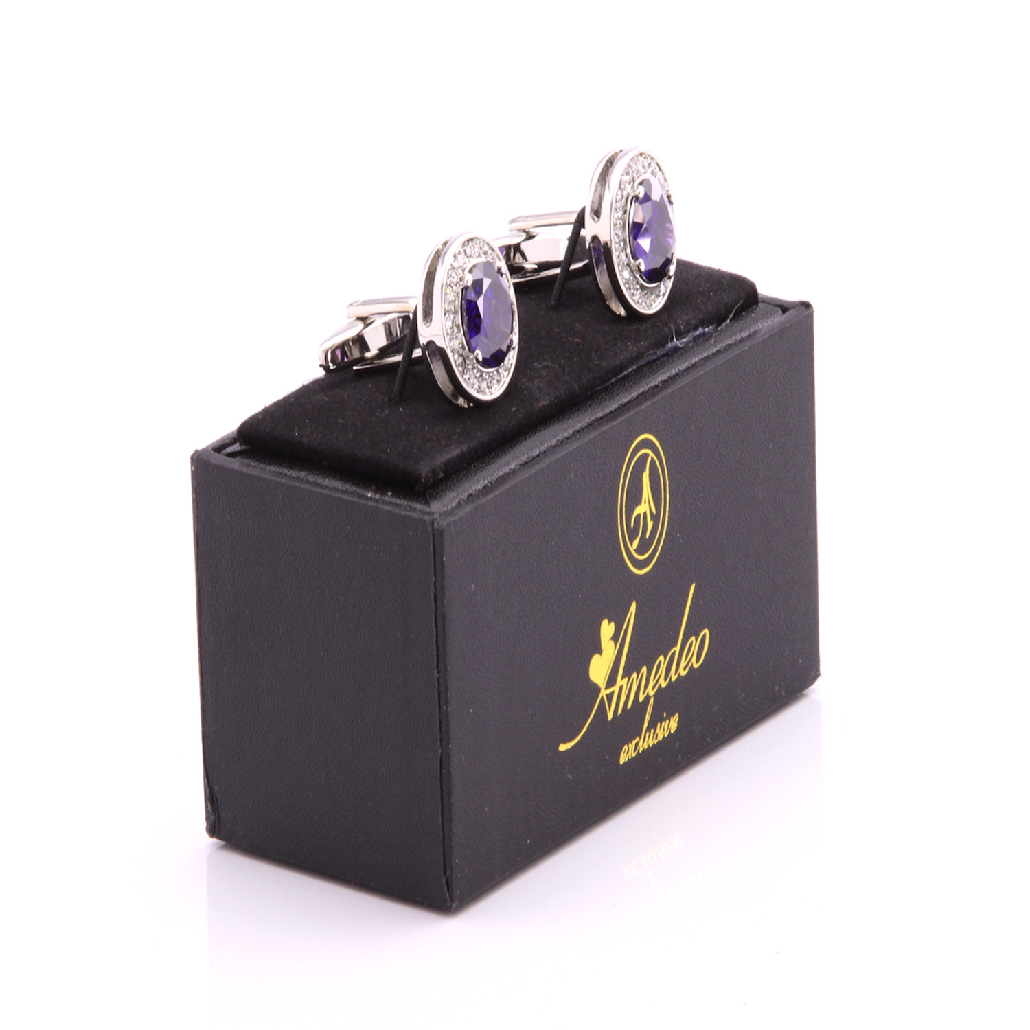 Exclusive Cufflinks + Gift Box // Purple Round Big Stone - Amedeo ...