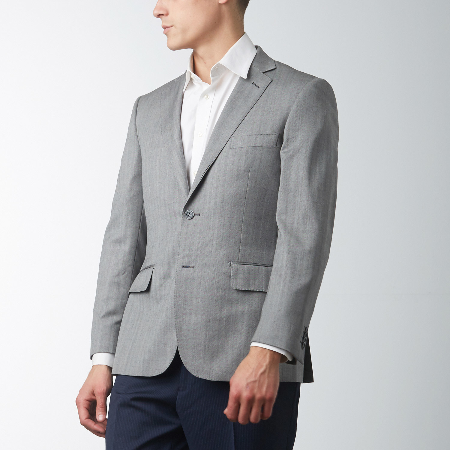 Classic Fit Half-Canvas Sport Jacket // Gray Herringbone (US: 40S ...