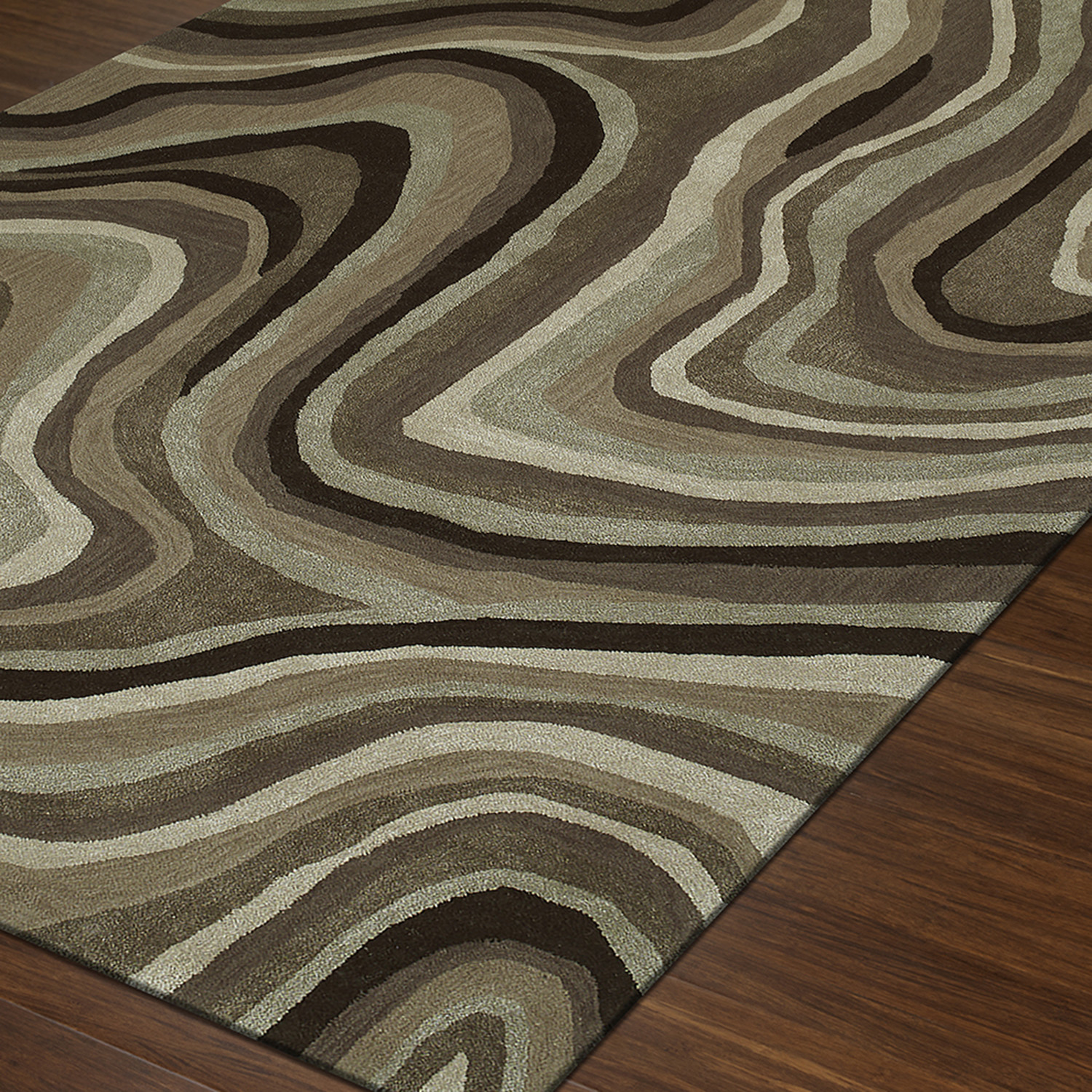 Zenith // Contemporary Waves // Brown + Ivory Area Rug - Dalyn Rug ...