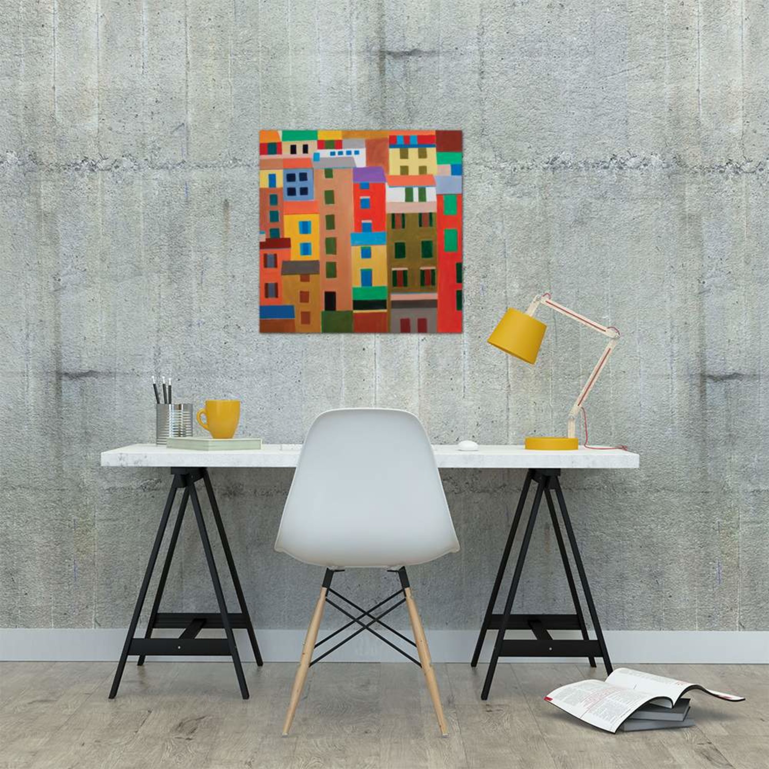 Cinque Terre Houses // Toni Silber-Delerive (18"W x 18"H x 0.75"D ...