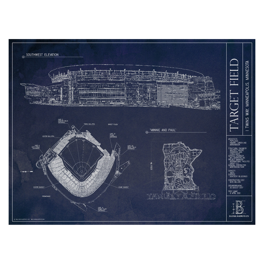 Ballpark Blueprints - Hand-rendered Stadium Wall Art - Touch of Modern