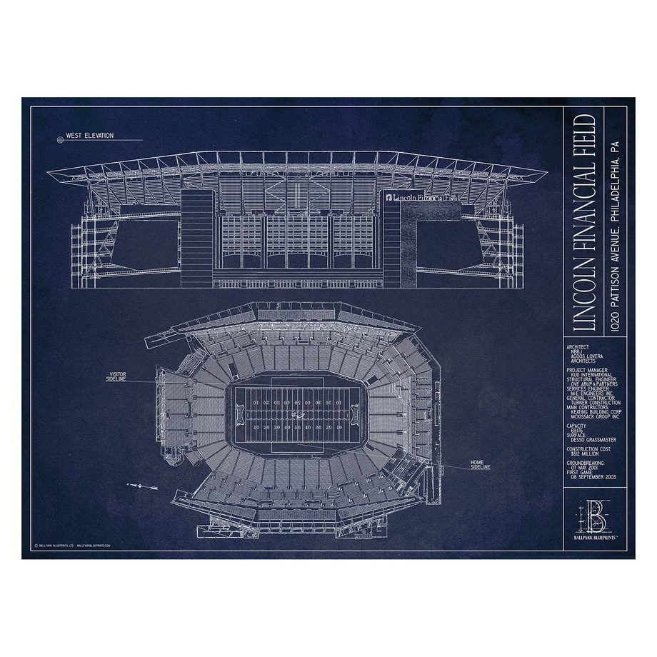 Ballpark Blueprints - Hand-Drawn NFL Stadium Wall Art - Touch of Modern