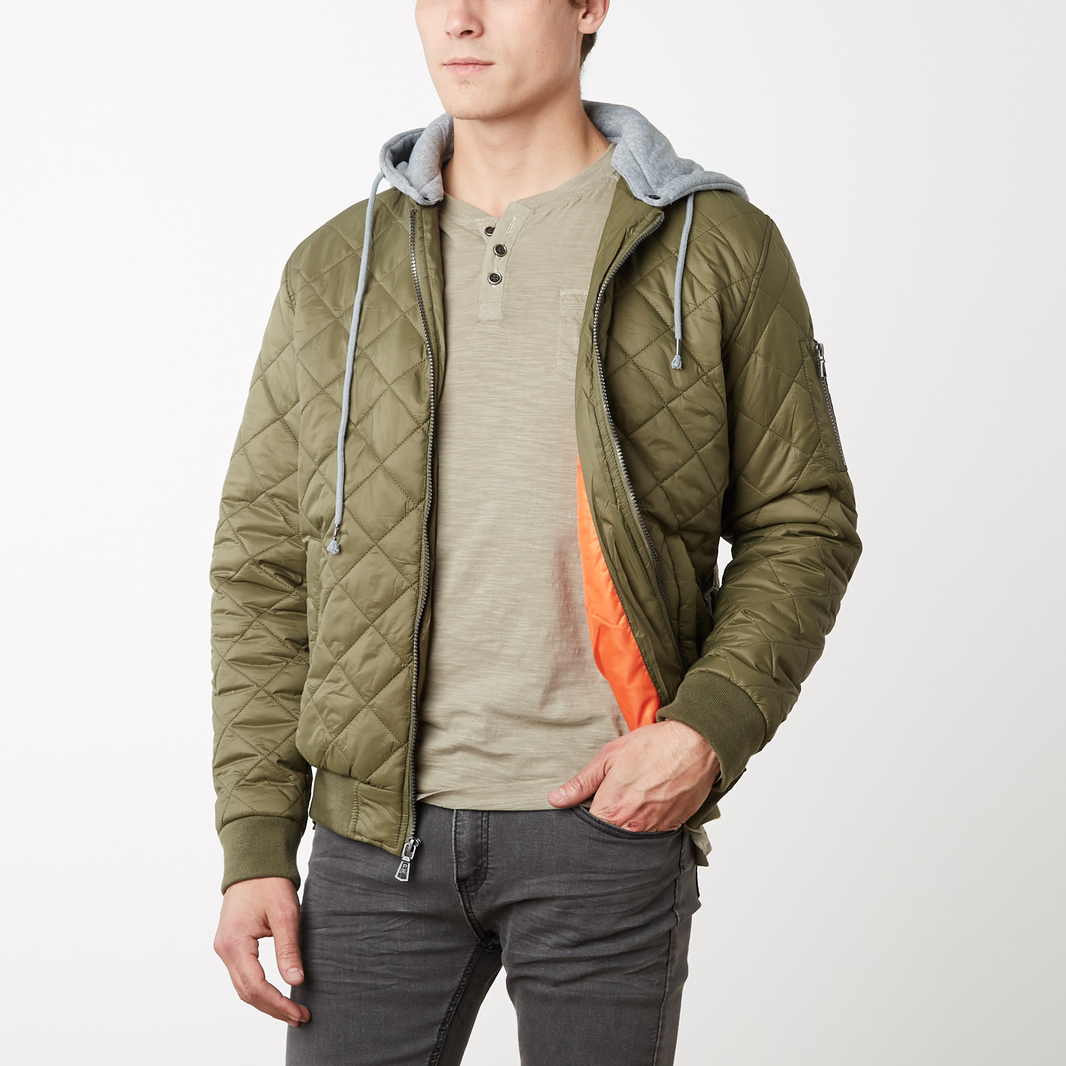 Dustin Bomber Jacket + Removable Hood // Olive (XS) - PX Clothing ...
