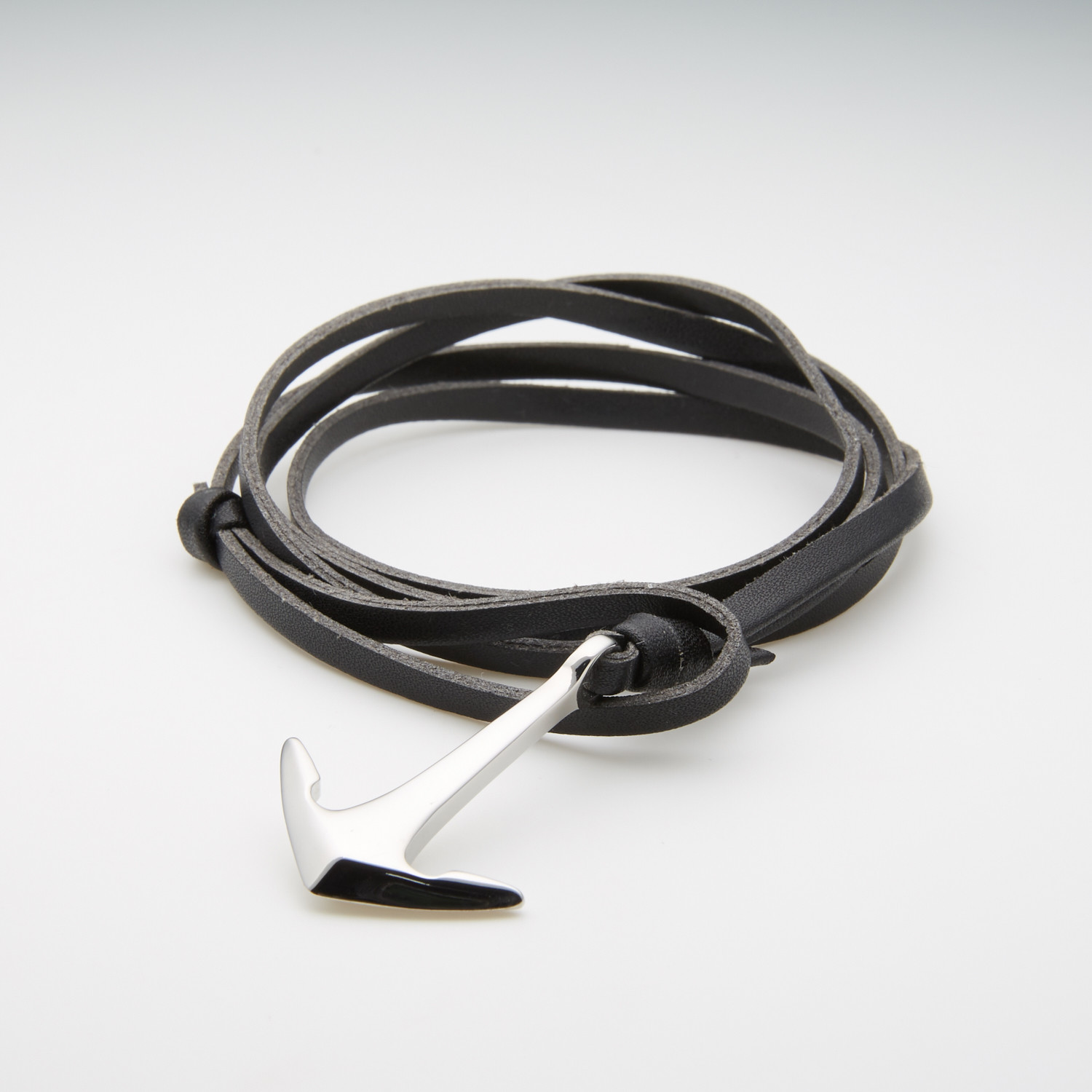 Black Leather Anchor Wrap Bracelet - Crucible - Touch of Modern