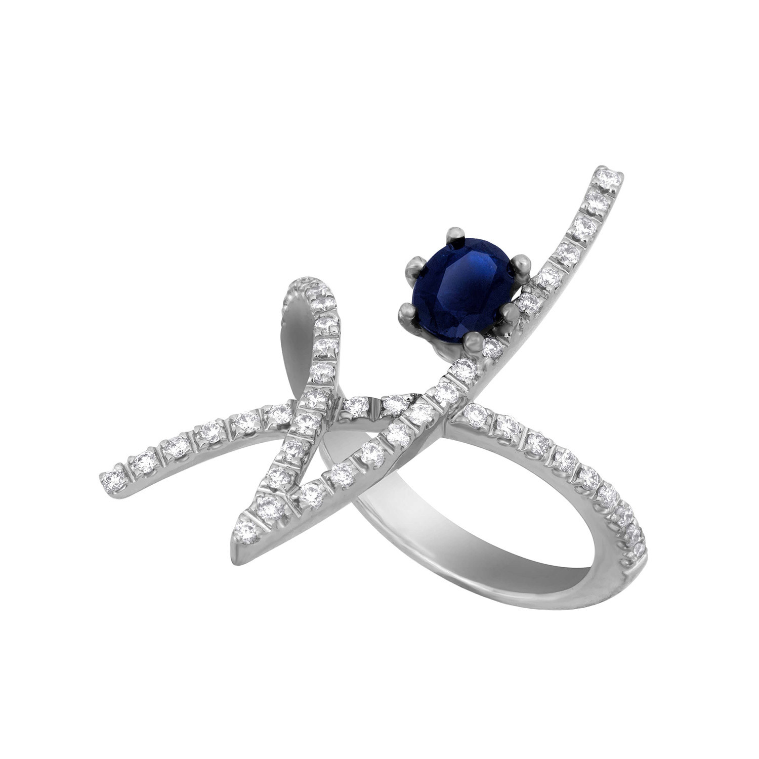 Stefan Hafner 18k White Gold Diamond + Sapphire Ring // Ring Size: 6.75 ...