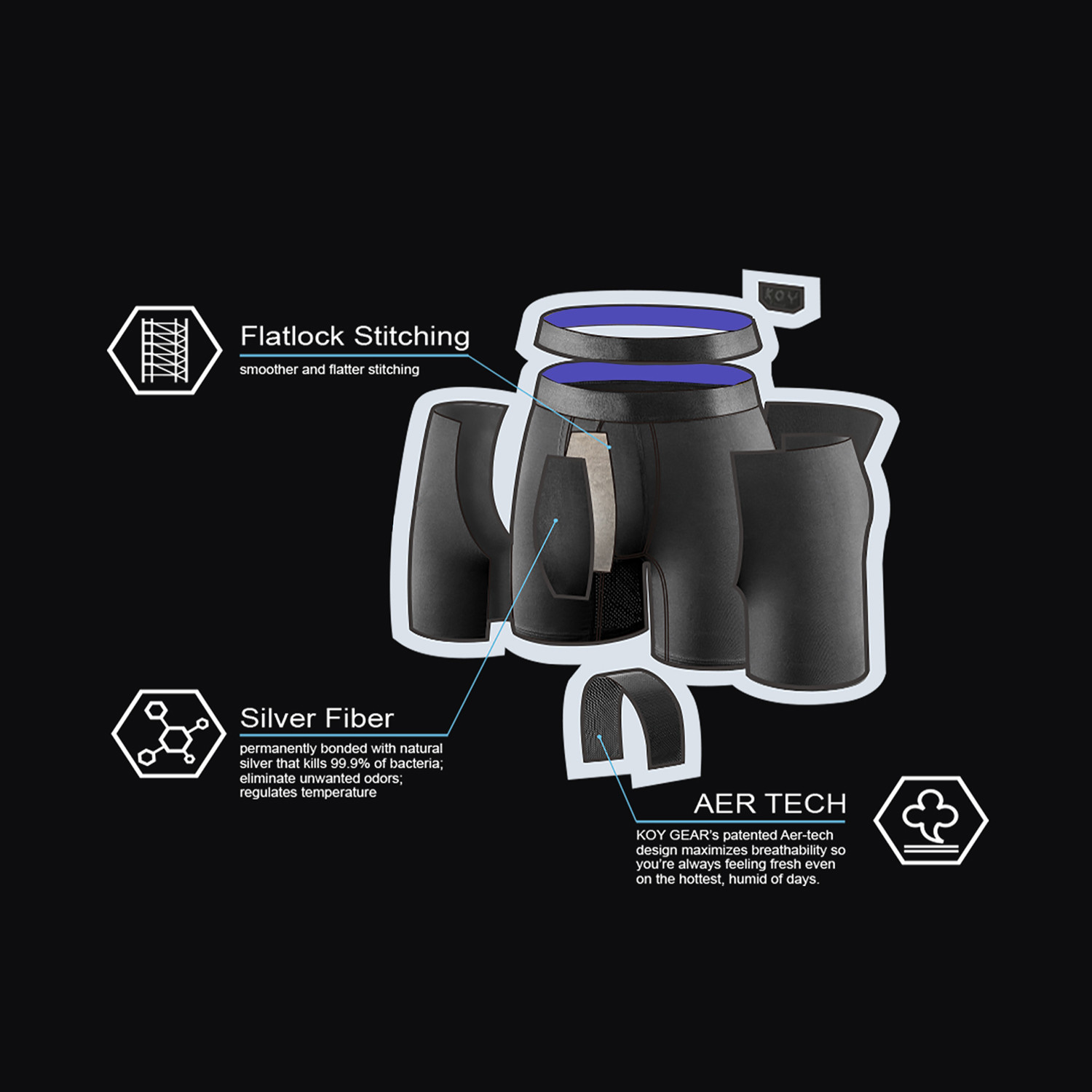 Silver Boxer Briefs 1.0 // Set of 2 // Black + Purple (XS) - Koy Gear ...