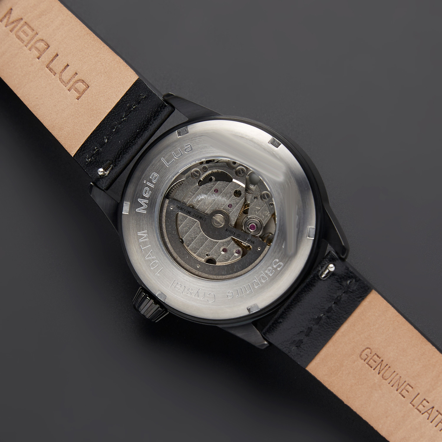 Meia Lua Deepmoon Manual Wind // Black + Black Leather - Meia Lua ...