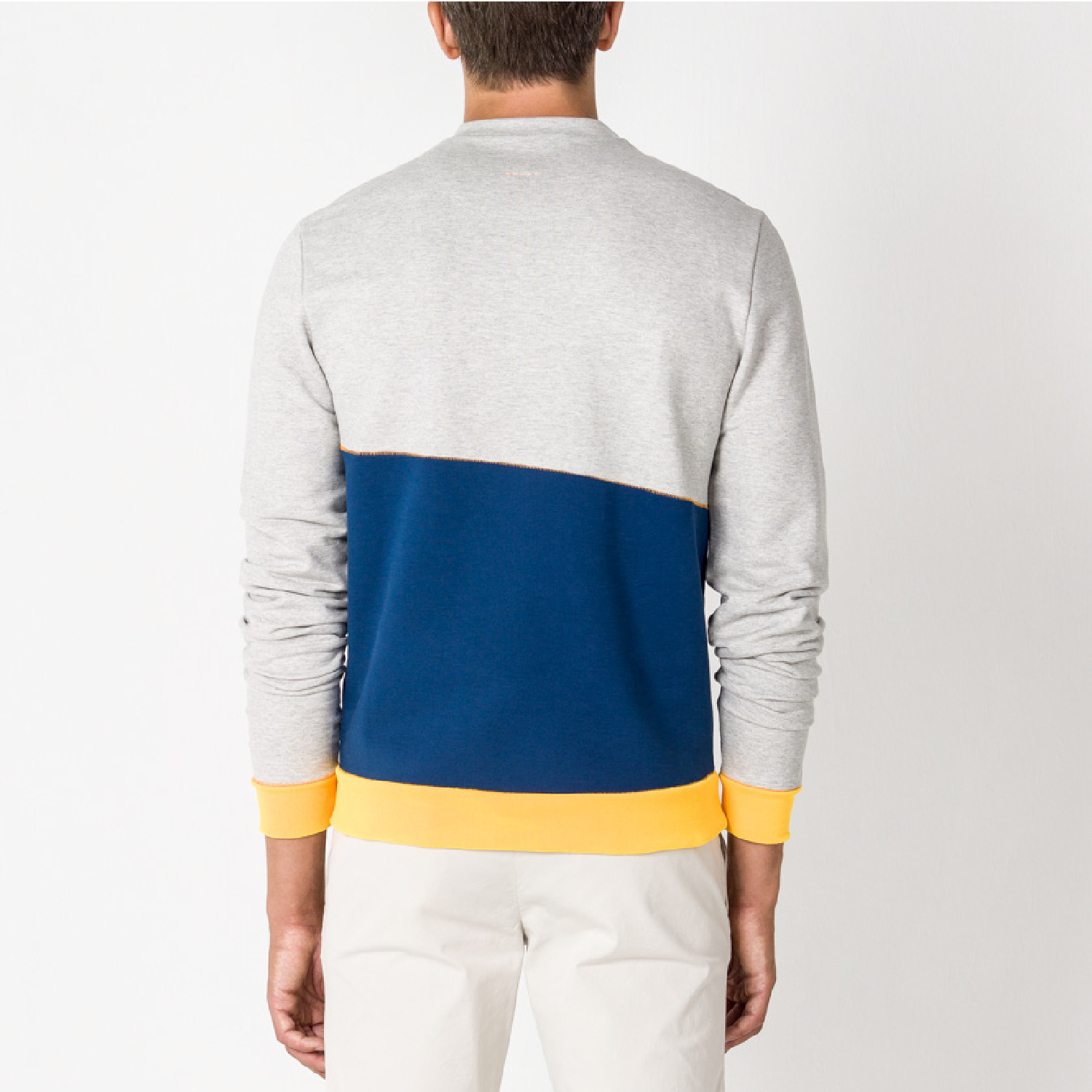 Dancer Color Block Sweatshirt // Light Grey Melange + Dark Cobalt (L ...