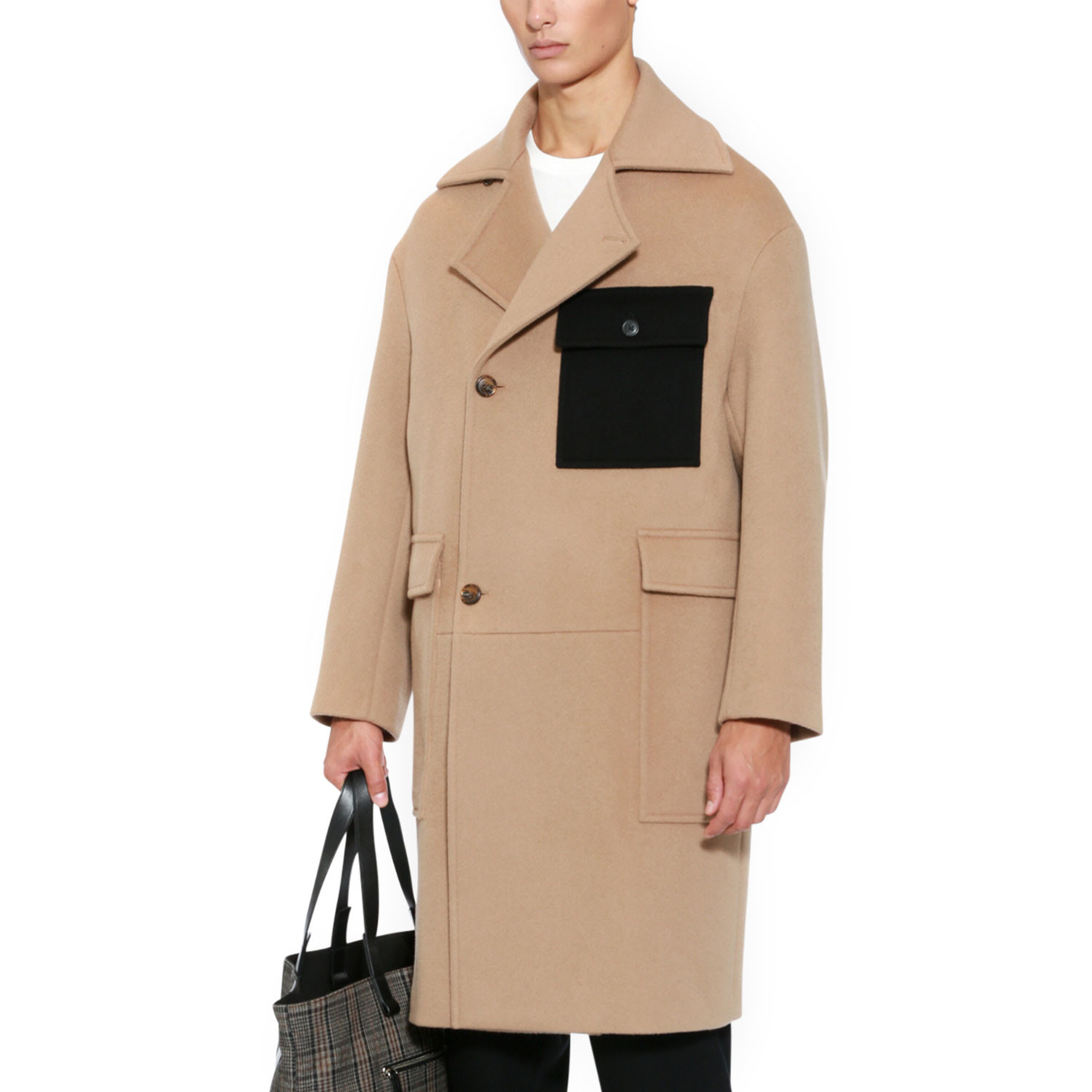 Color Block Wool + Cashmere Asymmetric Coat // Beige (XS) - PORTS V ...