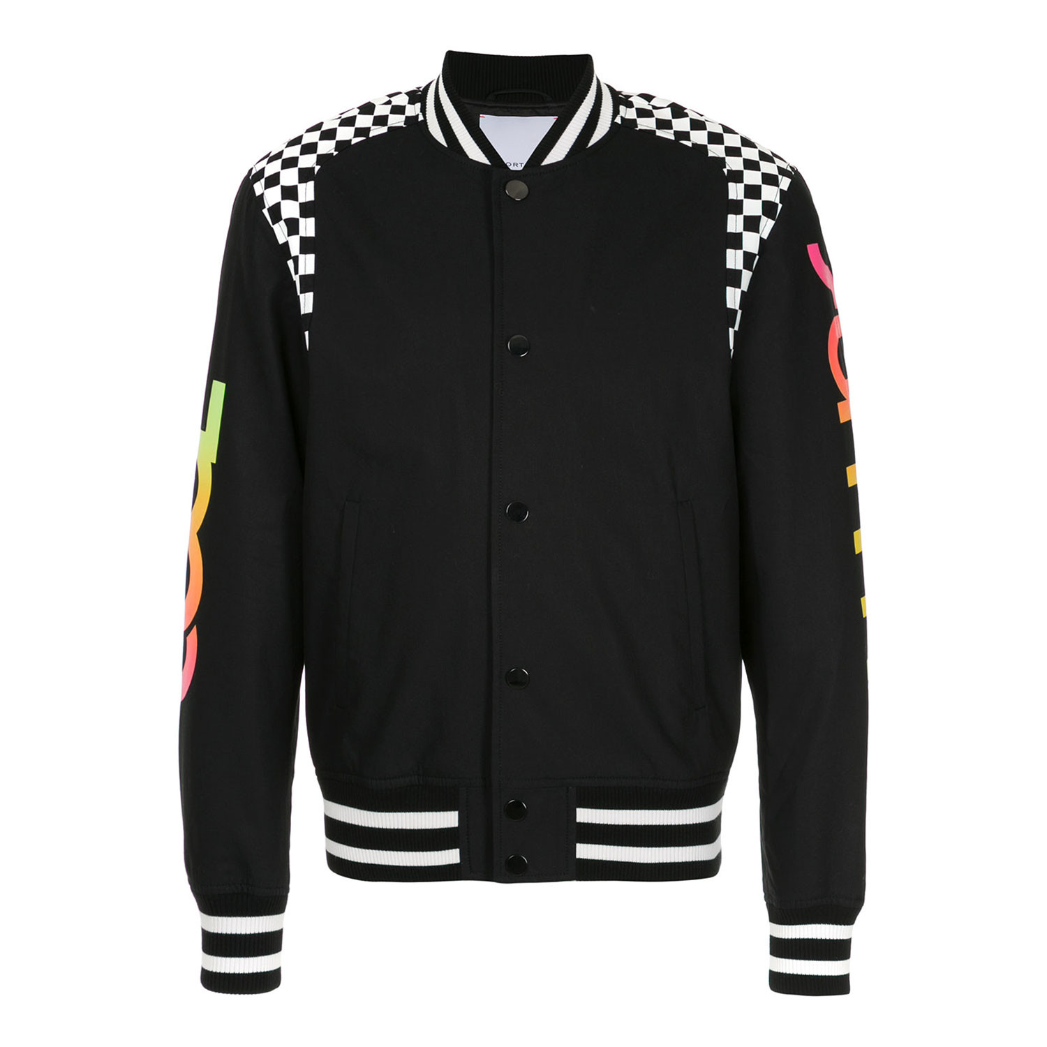 'Cool Summer' Check Varsity Jacket // Black (XS) - PORTS V - Touch of ...