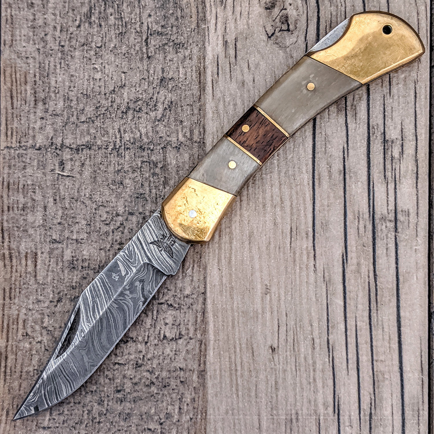 Damascus Lock Back Ram Folder - Hometown Knives - Touch of Modern