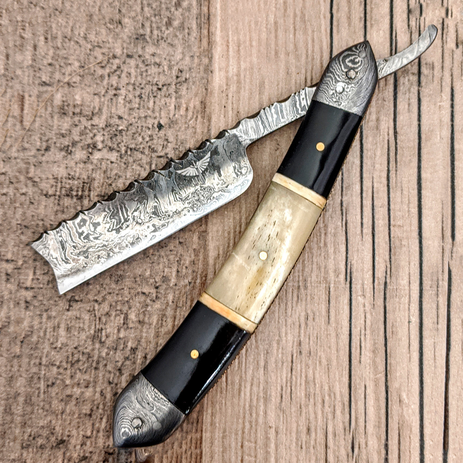 Straight Razor // Plain Black + White Spacers - Hometown Knives - Touch ...