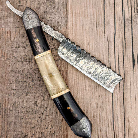 Straight Razor // Plain Black + White Spacers - Hometown Knives - Touch ...