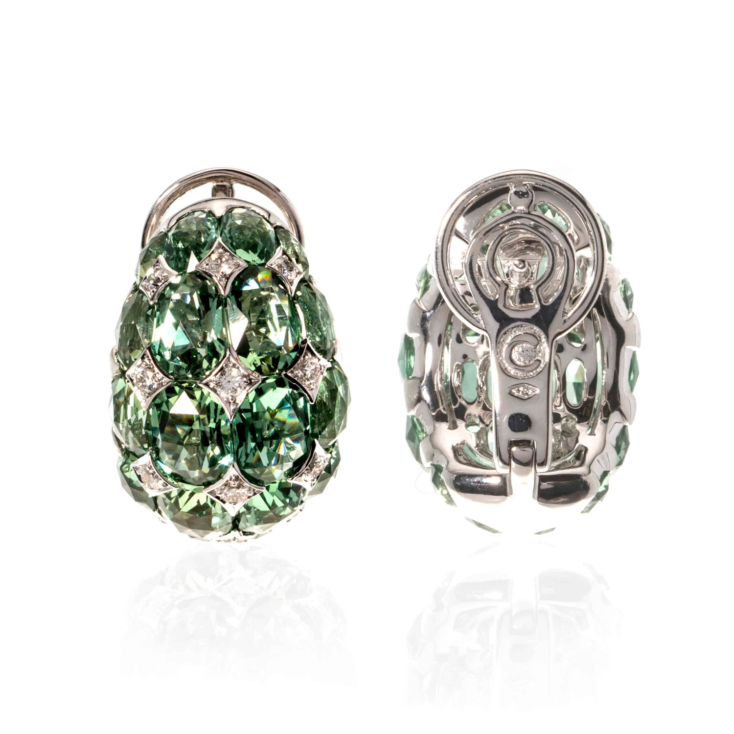 Crivelli 18k White Gold Diamond + Peridot Huggie Earrings - Crivelli ...