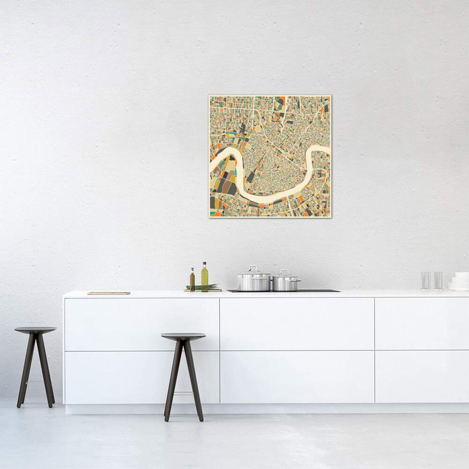 Abstract City Map of New Orleans // Jazzberry Blue (26"W x 26"H x 1.5"D ...