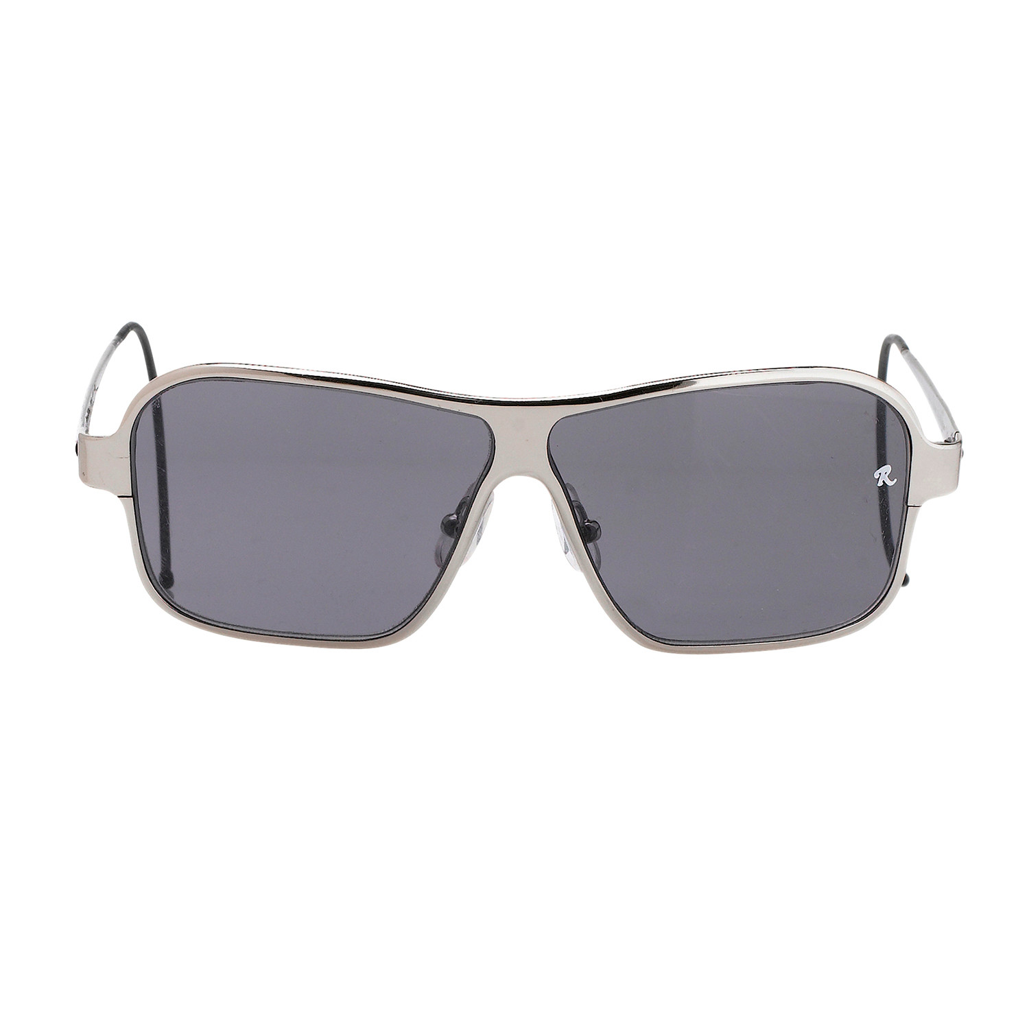 Raf Simons // Unisex RAF19C4 Rectangular Aviator Sunglasses // Silver ...