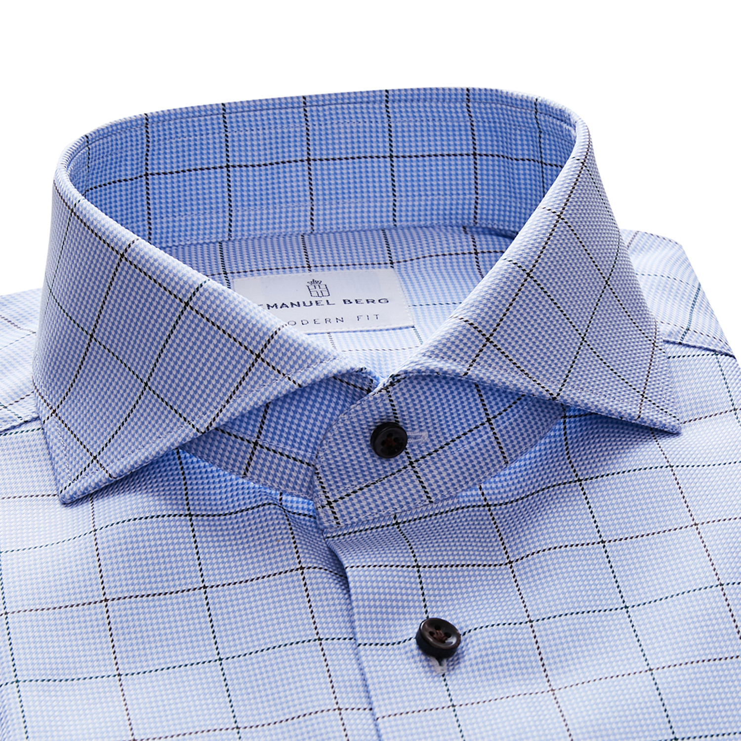 Window Pane Patterned Fine Cotton Twill Luxury Sport Shirt // Blue (15 ...