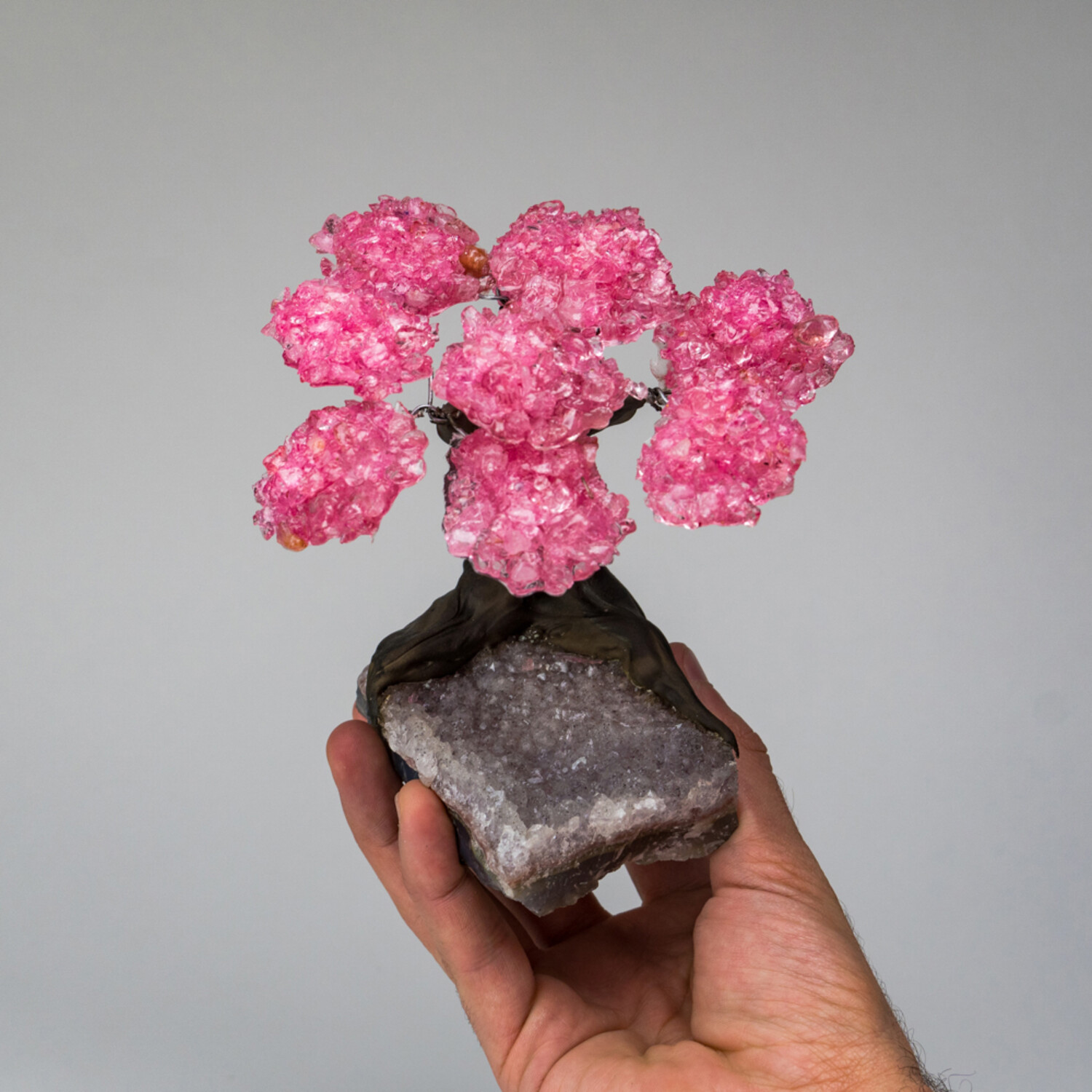 Genuine Rose Quartz Clustered Gemstone Tree + White Quartz Matrix ...