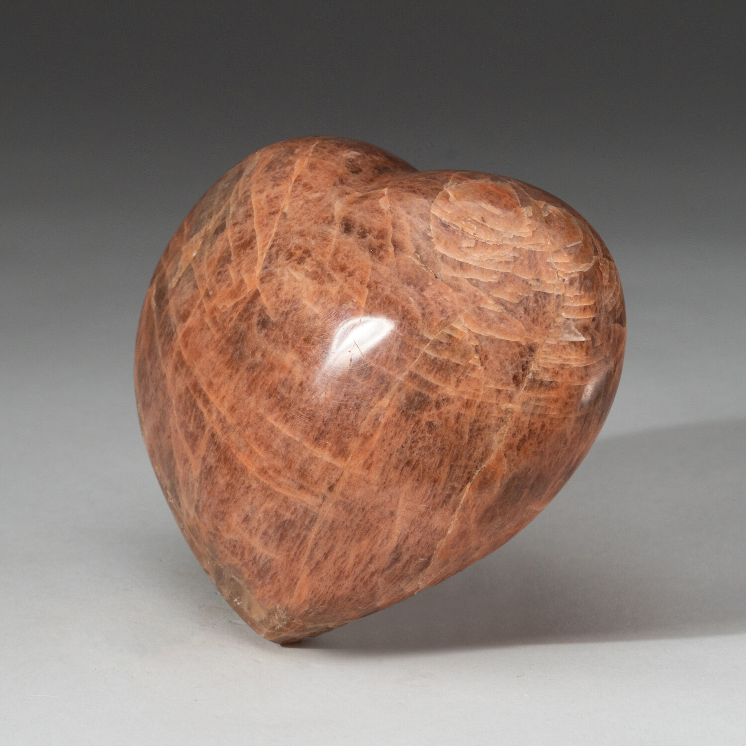 Genuine Polished Pink Moonstone Heart + Acrylic Display Stand // V2 ...