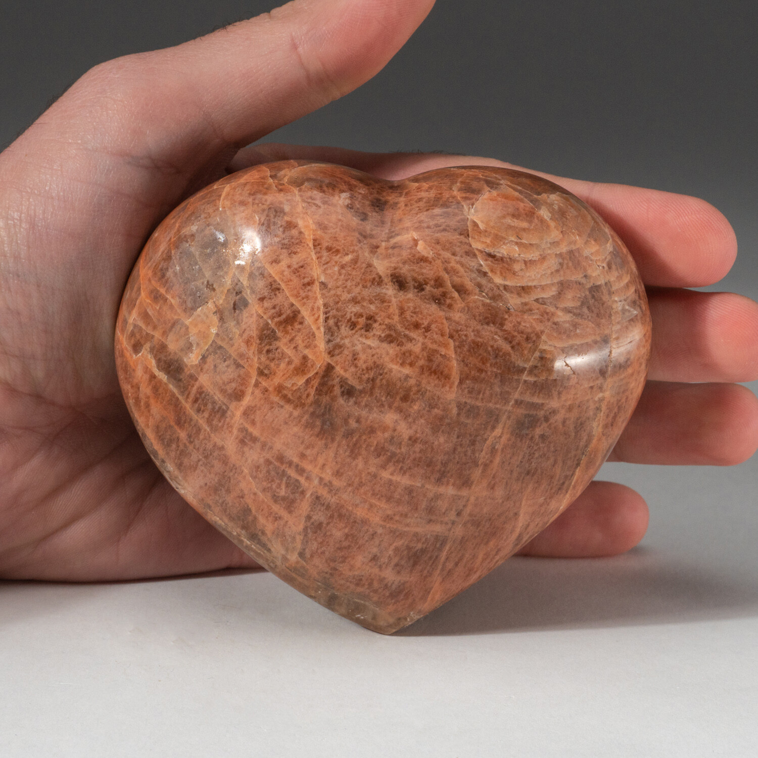 Genuine Polished Pink Moonstone Heart + Acrylic Display Stand // V2 ...