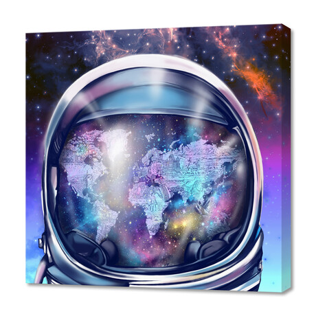 Astronaut World Map (12"H x 12"W x 0.75"D) - Bekim Mehovic - Touch of ...