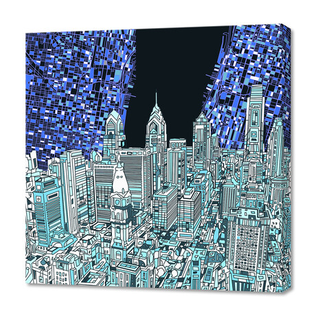 Philadelphia Cityscape Abstract (20"H x 20"W x 1.5"D) - Curioos - Touch ...