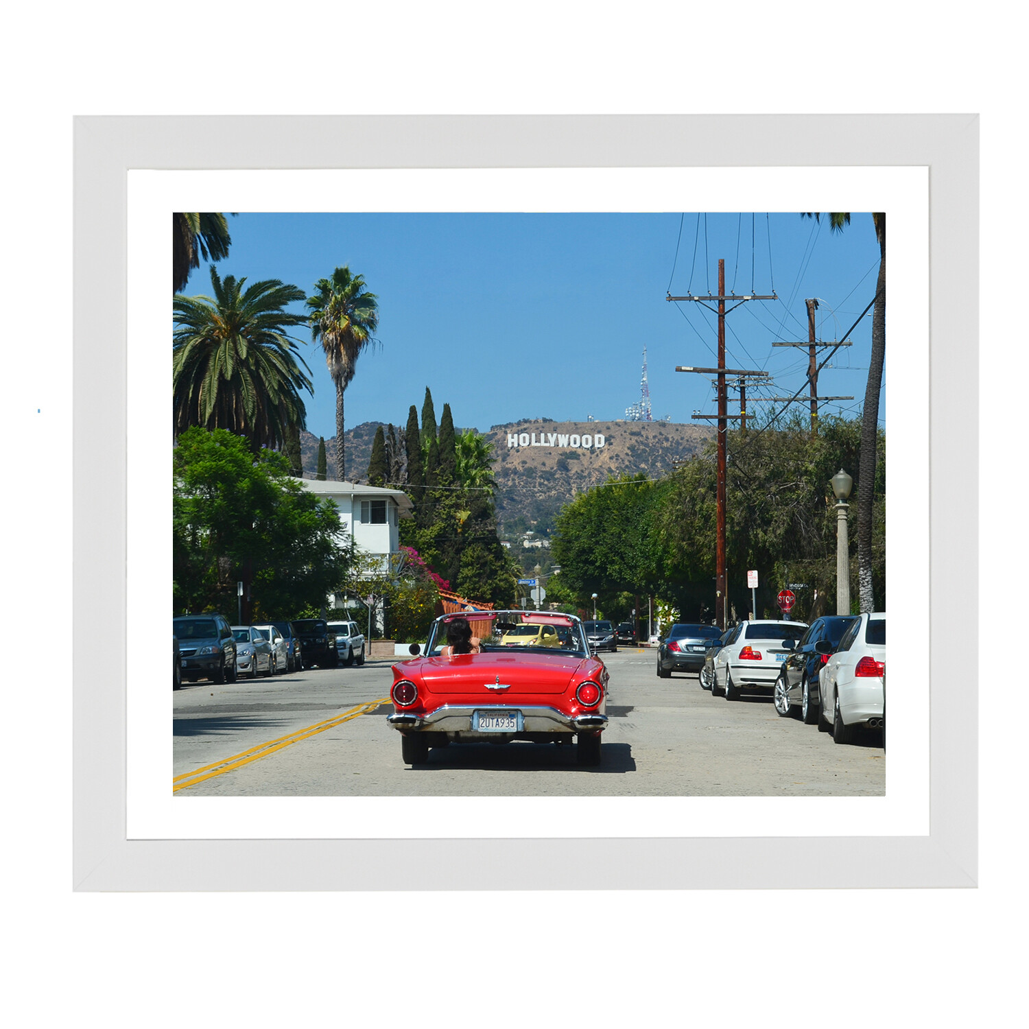 Convertible Driving To Hollywood Sign (Black Frame) - Classic Cars ...