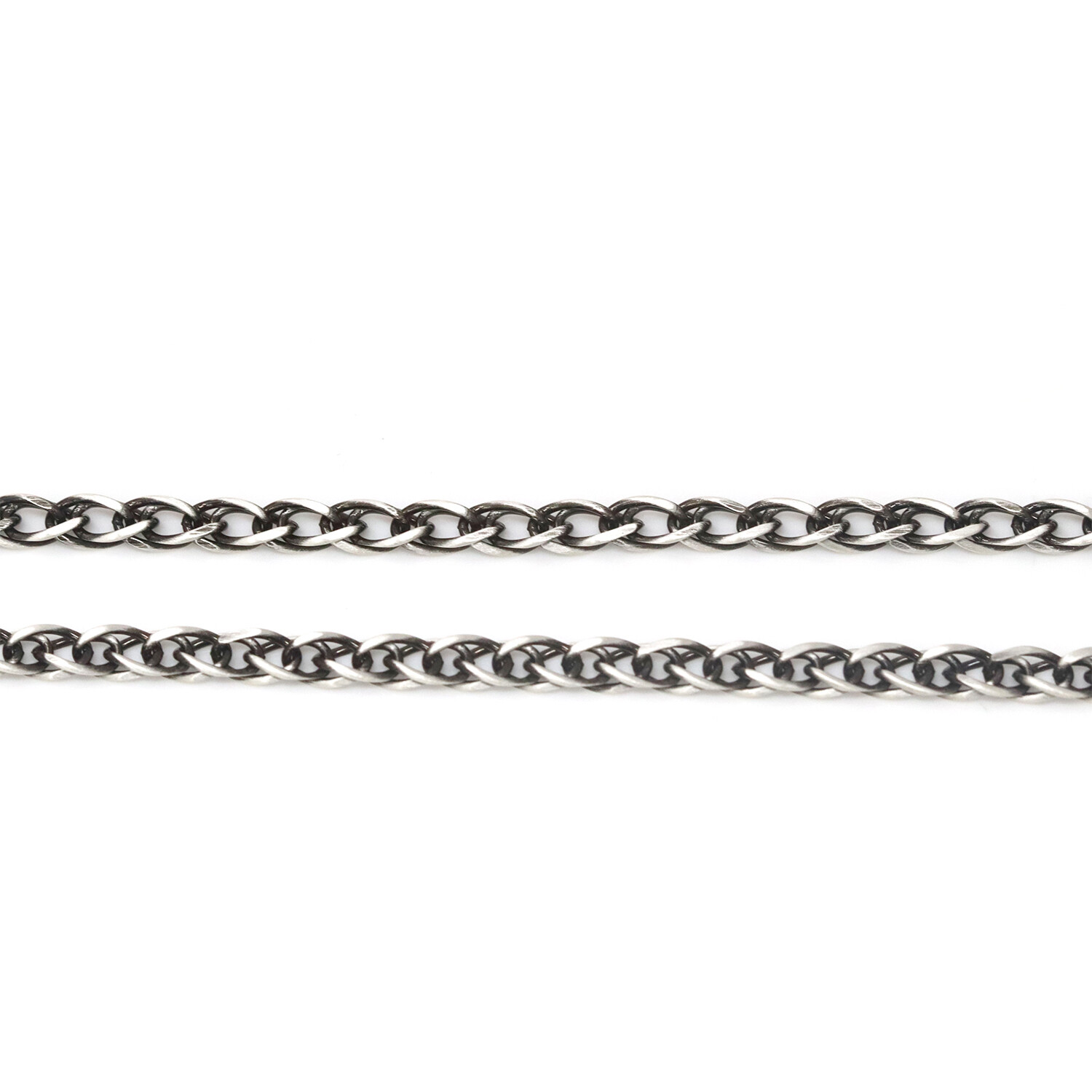 Solid Sterling Silver Gunmetal Finish Triple Link Chain Necklace (18 ...